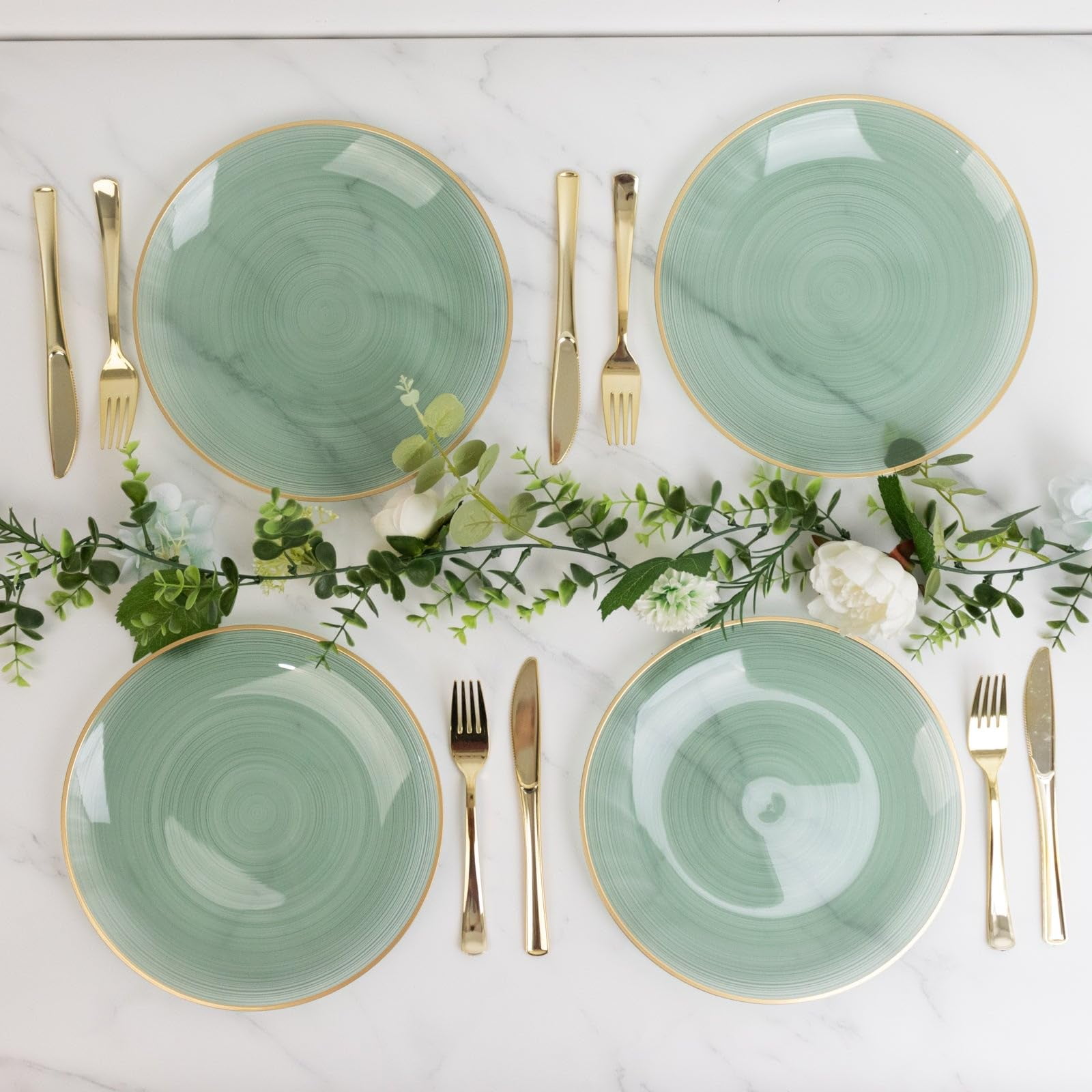 Efavormart 20-Pack Plastic Dinner Plates 10" Round Translucent Pearl ...