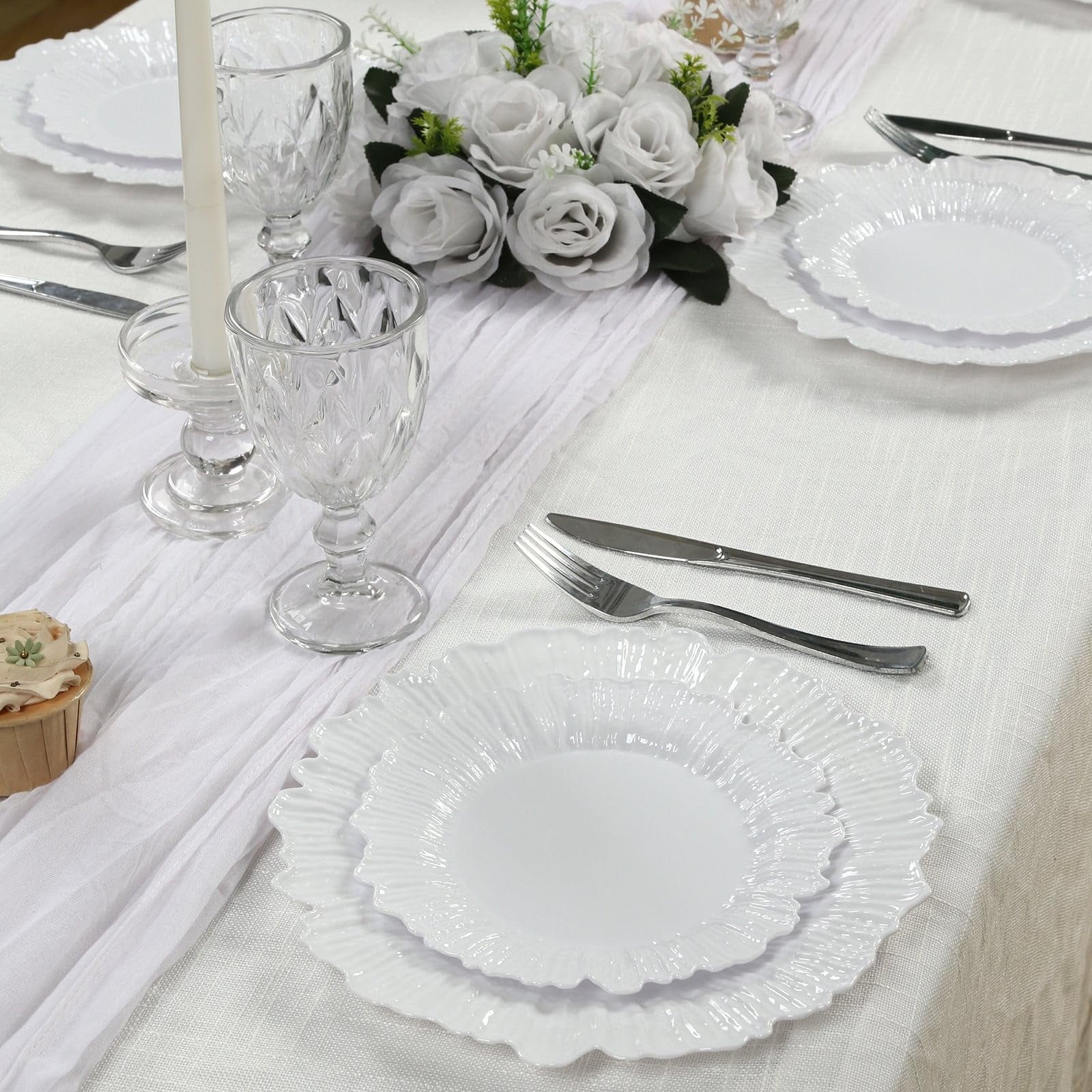 Efavormart 20-Pack White Reef Design Plastic Plates – 7" Dessert ...