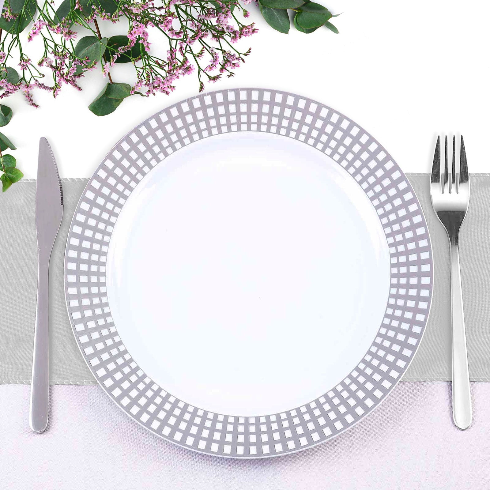 Efavormart 20 Pcs - White w/ Silver 10" Hot Stamped Round Disposable ...