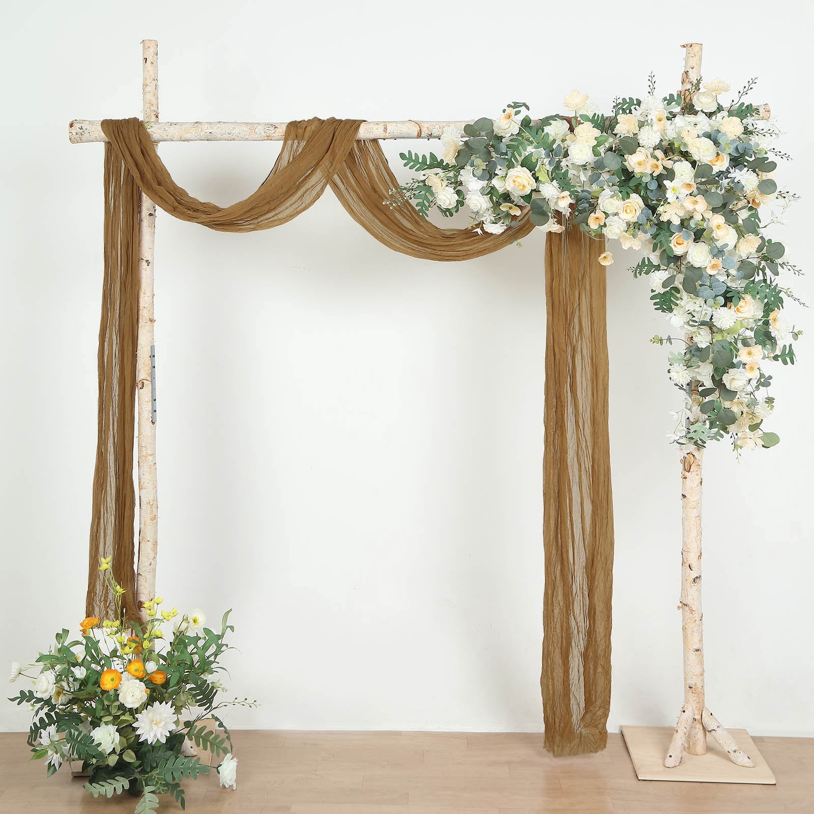 Efavormart 20ft Gauze Cheesecloth Taupe Wedding Arch Drapery Fabric ...