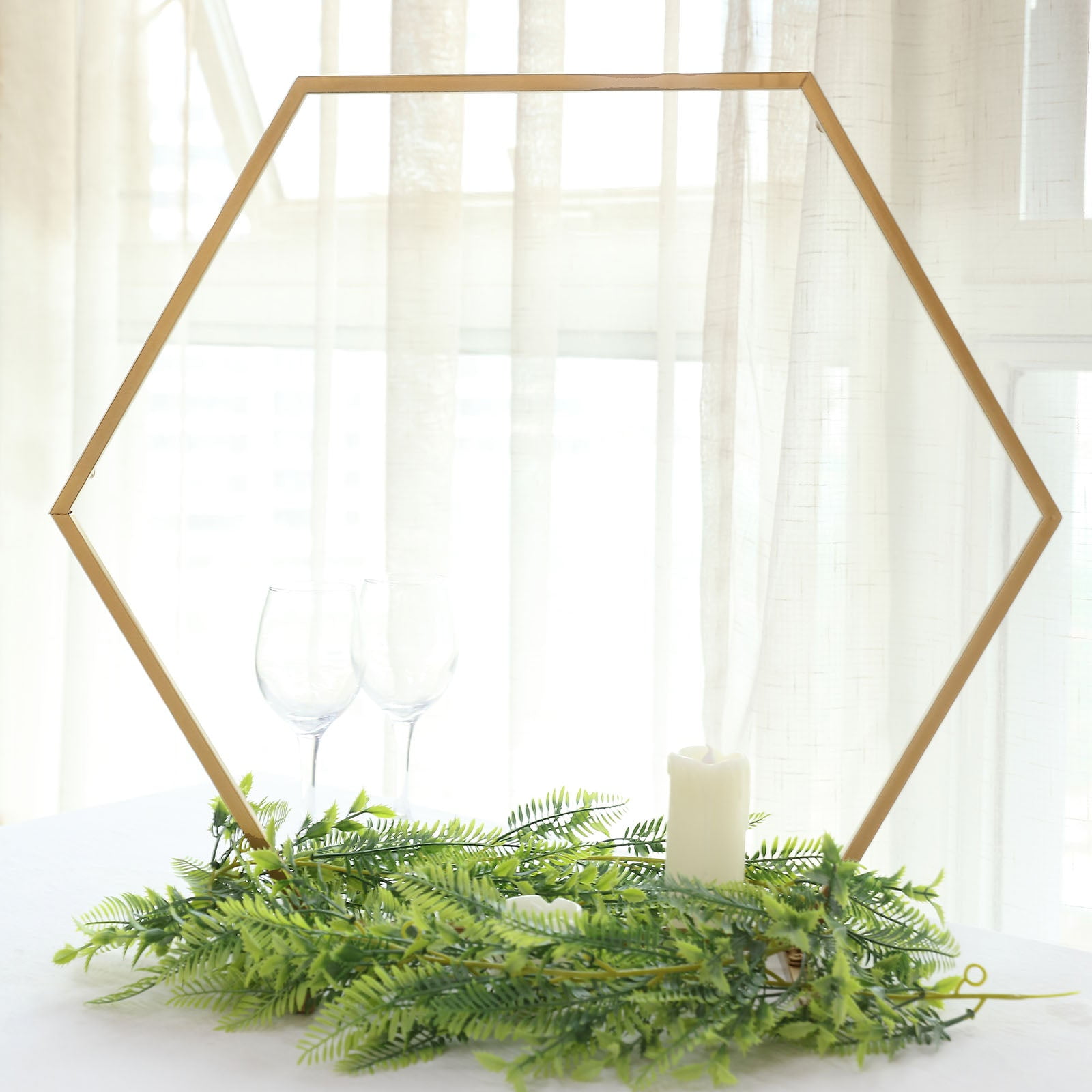 Efavormart 21" Gold Metal Hexagon Table Wedding Arch Centerpiece Stand ...