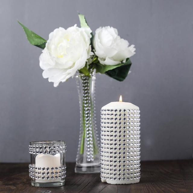 Efavormart 21”x11” Silver Adhesive Rhinestone Diamond Sticker Wrap ...