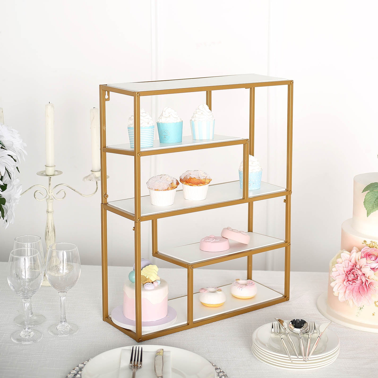 "Efavormart 22"" Gold Metal 4-Tier Dessert Cake Stand, Wall Hanging ...