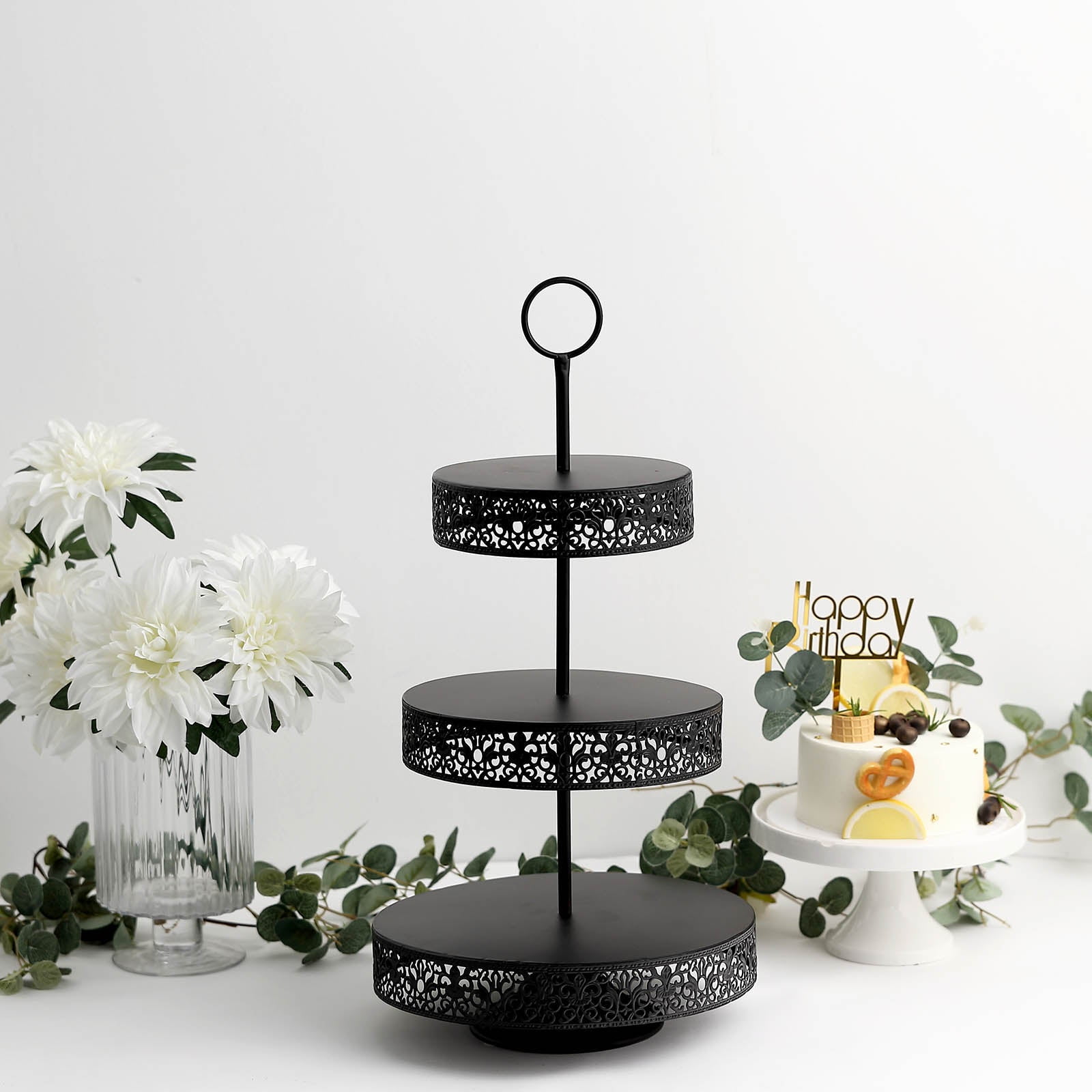 Efavormart 23" Black Metal Reversible Tiered Cupcake Stand, 3 Tier ...