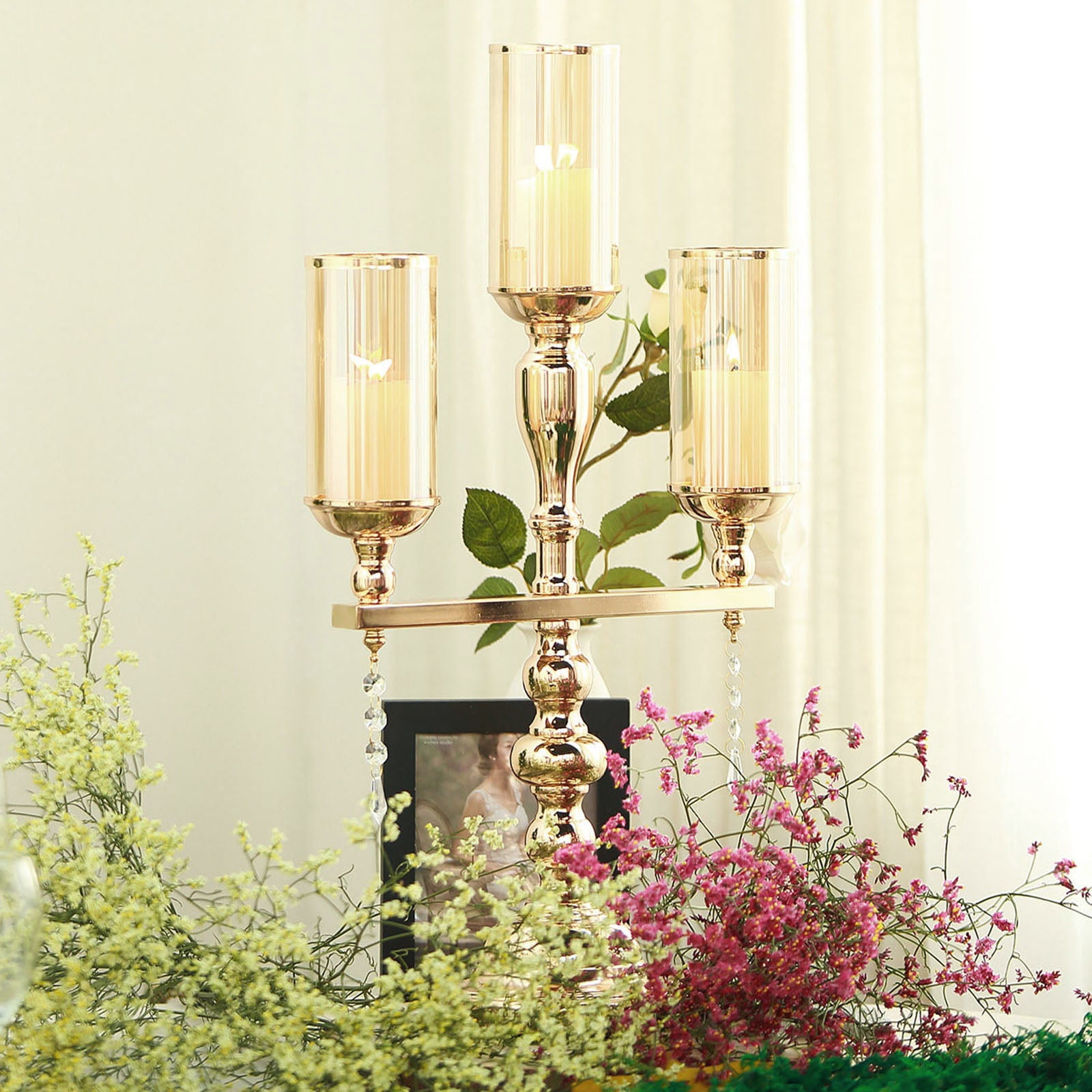 Efavormart 23" Tall | 3 Arm Gold Metal Candle Stand Candelabra With ...