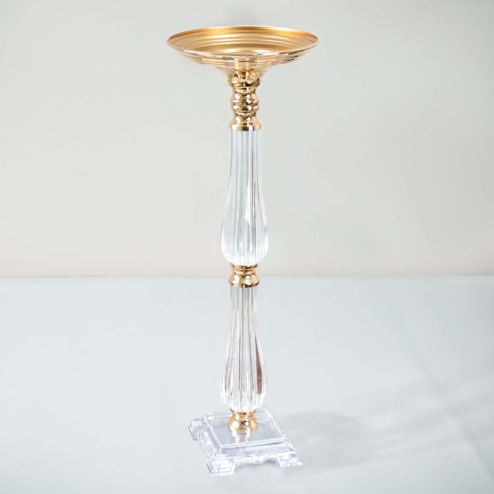 Efavormart 24" Gold / Clear Acrylic Crystal Pillar Candle Stand Table ...
