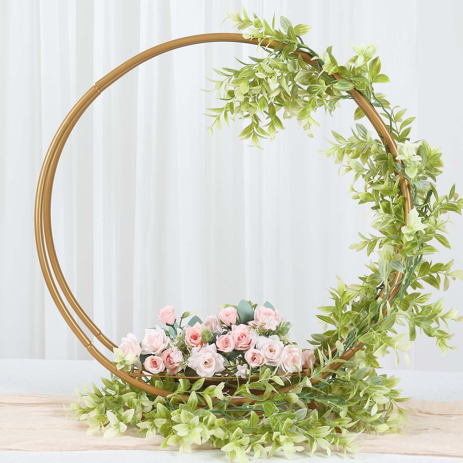 Efavormart 24" Gold Metal Double Frame Hoop Flower Table Centerpiece ...