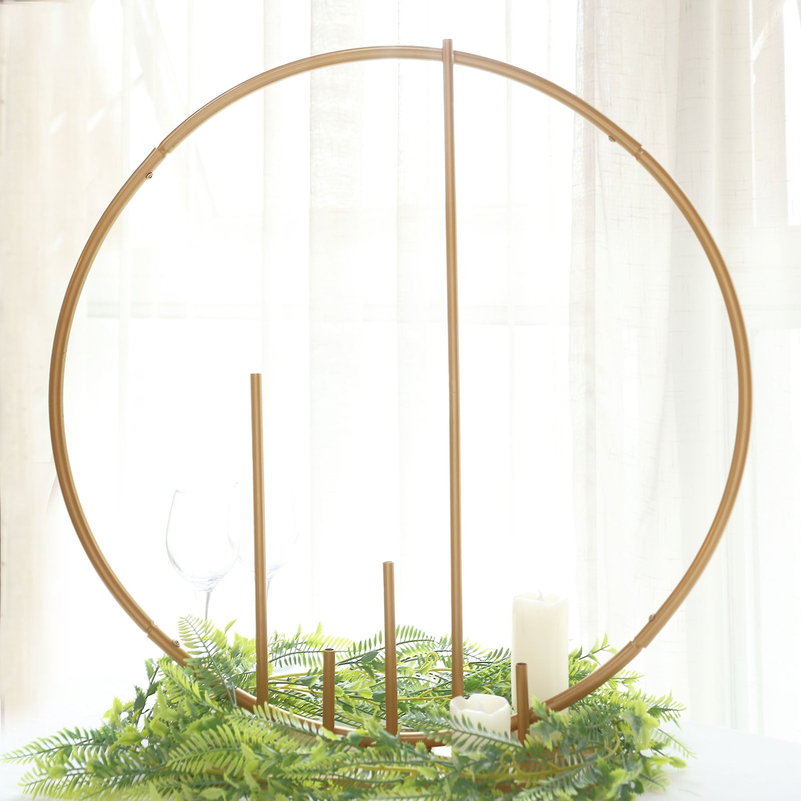 Efavormart 24" Gold Metal Round Floral Hoop Wedding Table Centerpiece ...