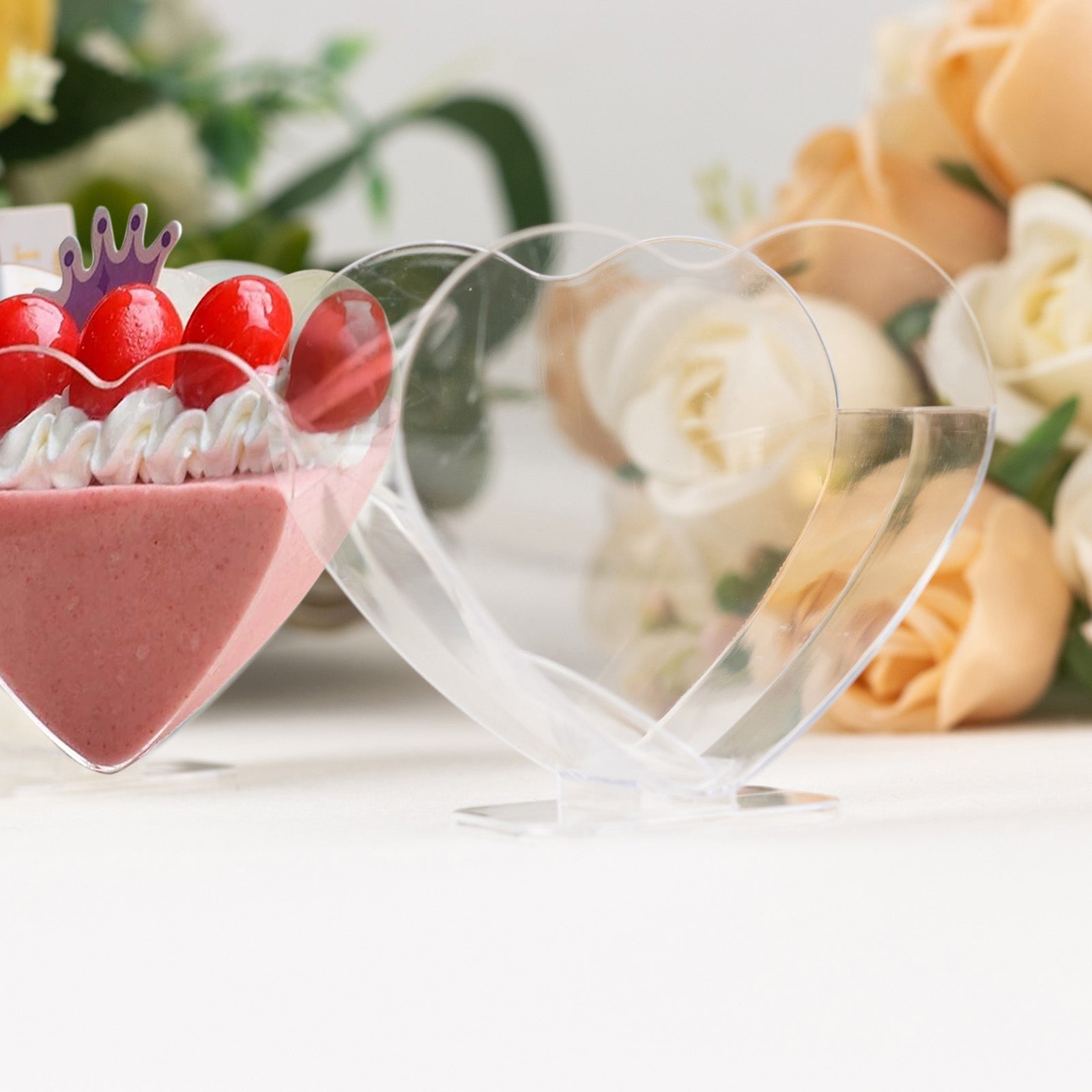 Efavormart 24 Pack | 2oz Mini Clear Plastic Heart-Shaped Dessert ...