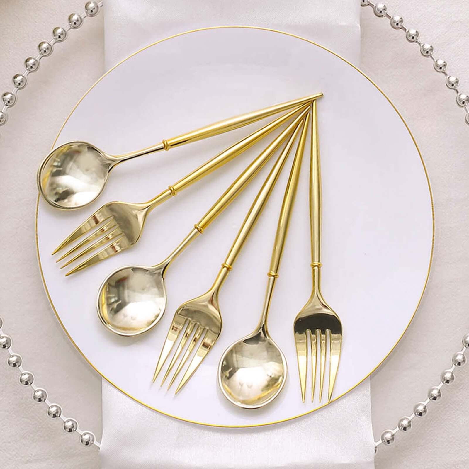 Efavormart 24 Pack | 6" Metallic Gold Premium Plastic Fork / Spoon ...