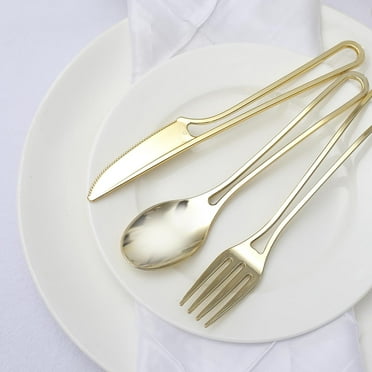 Efavormart 24 Pack | Elegant Clear Gold Glittered Heavy Duty Plastic ...