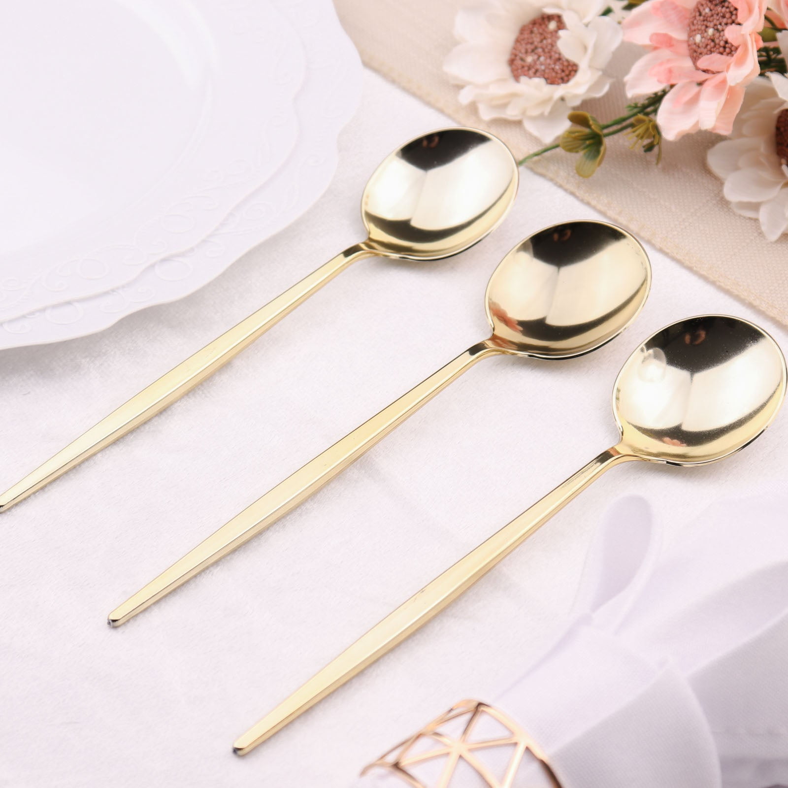 Efavormart 24 Pack | 8" Glossy Gold Heavy Duty Plastic Silverware ...