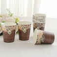 Efavormart 24 Pack Brown Rustic Wood Print Paper Cups with Floral Lace ...