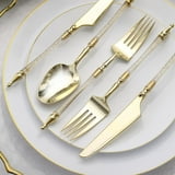 Efavormart 24 Pack | Gold / Clear Glittered European Plastic Utensil ...