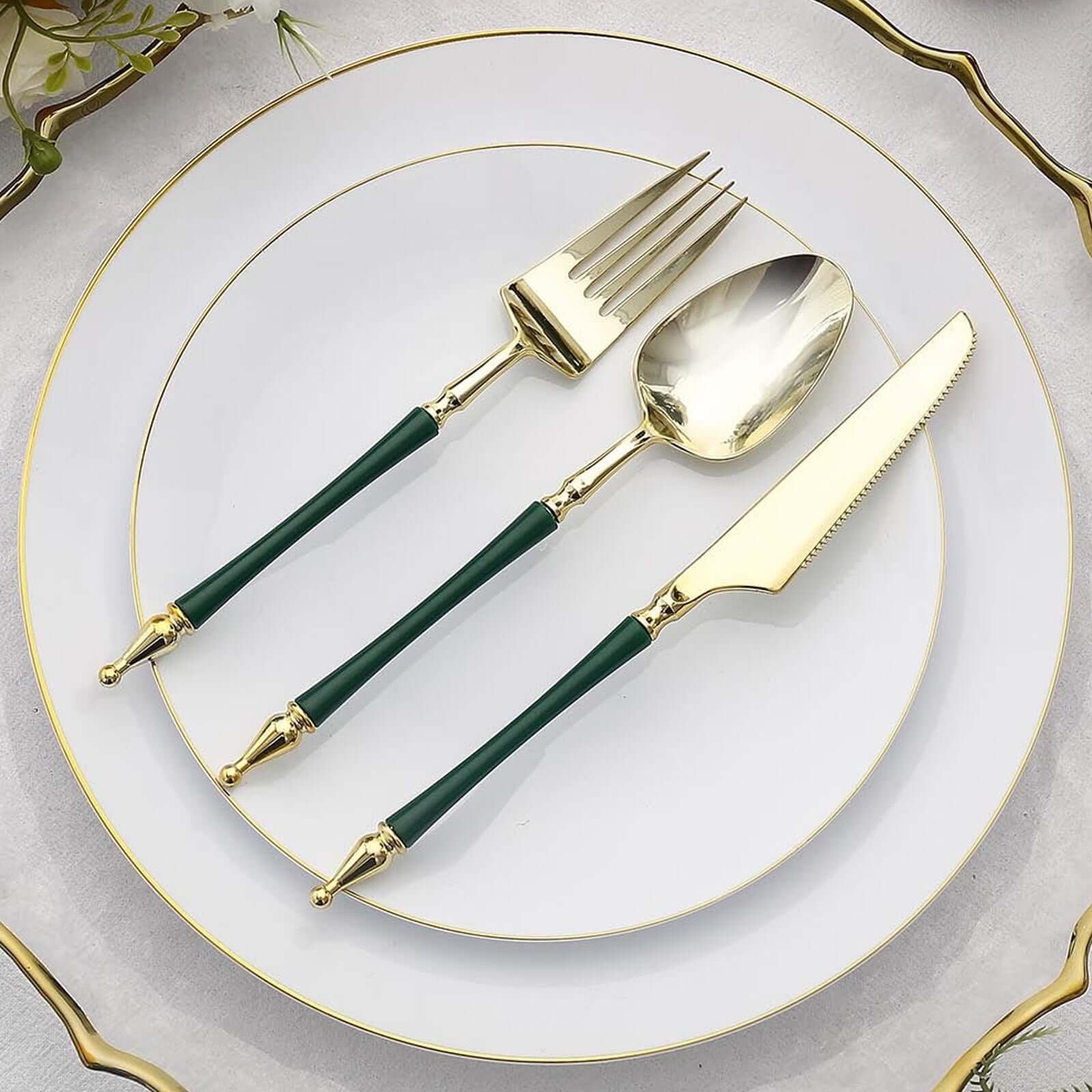 Efavormart 24 Pack | Gold / Hunter Emerald Glittered European Plastic ...
