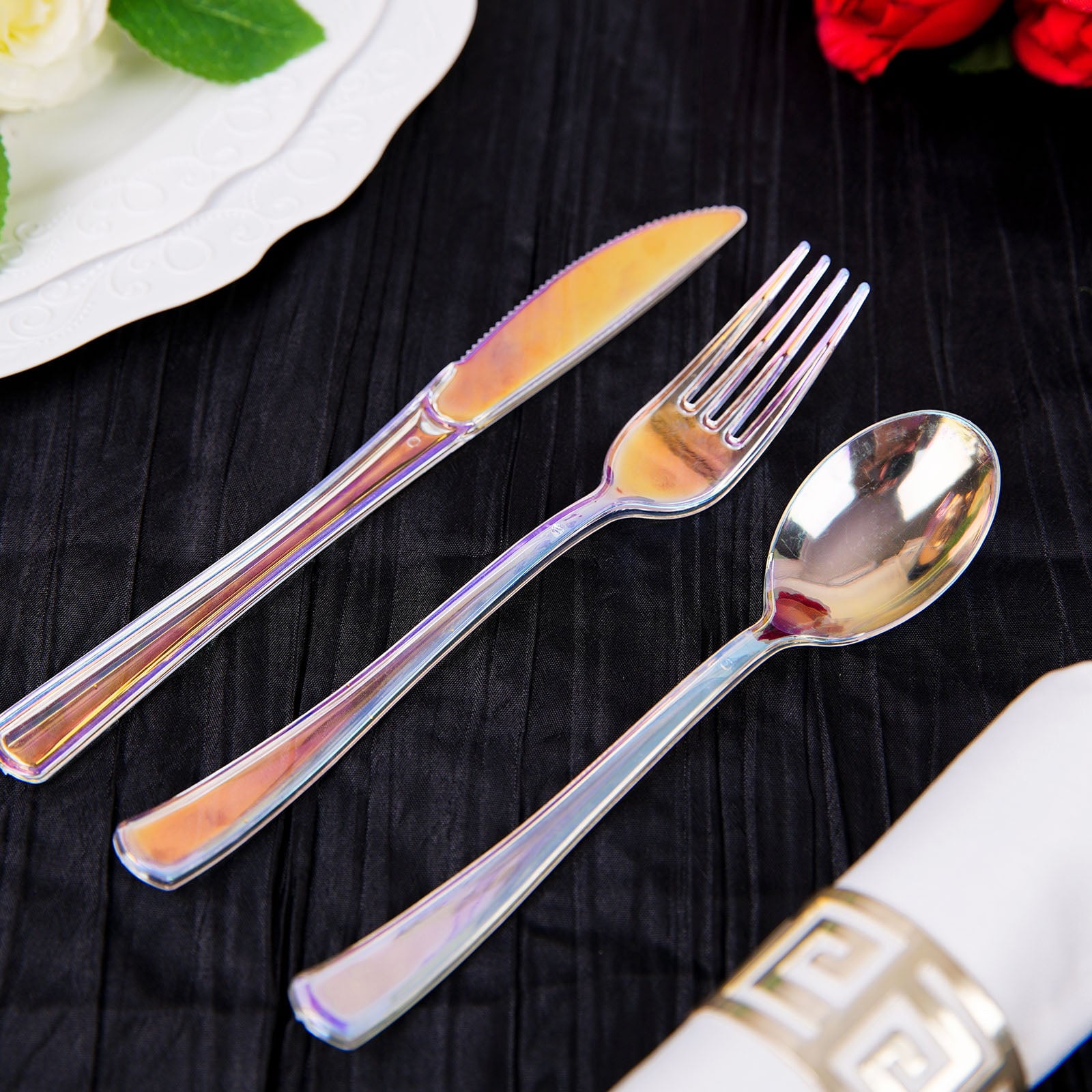 Efavormart 24 Pack | Iridescent Disposable Cutlery Set, Plastic Party ...