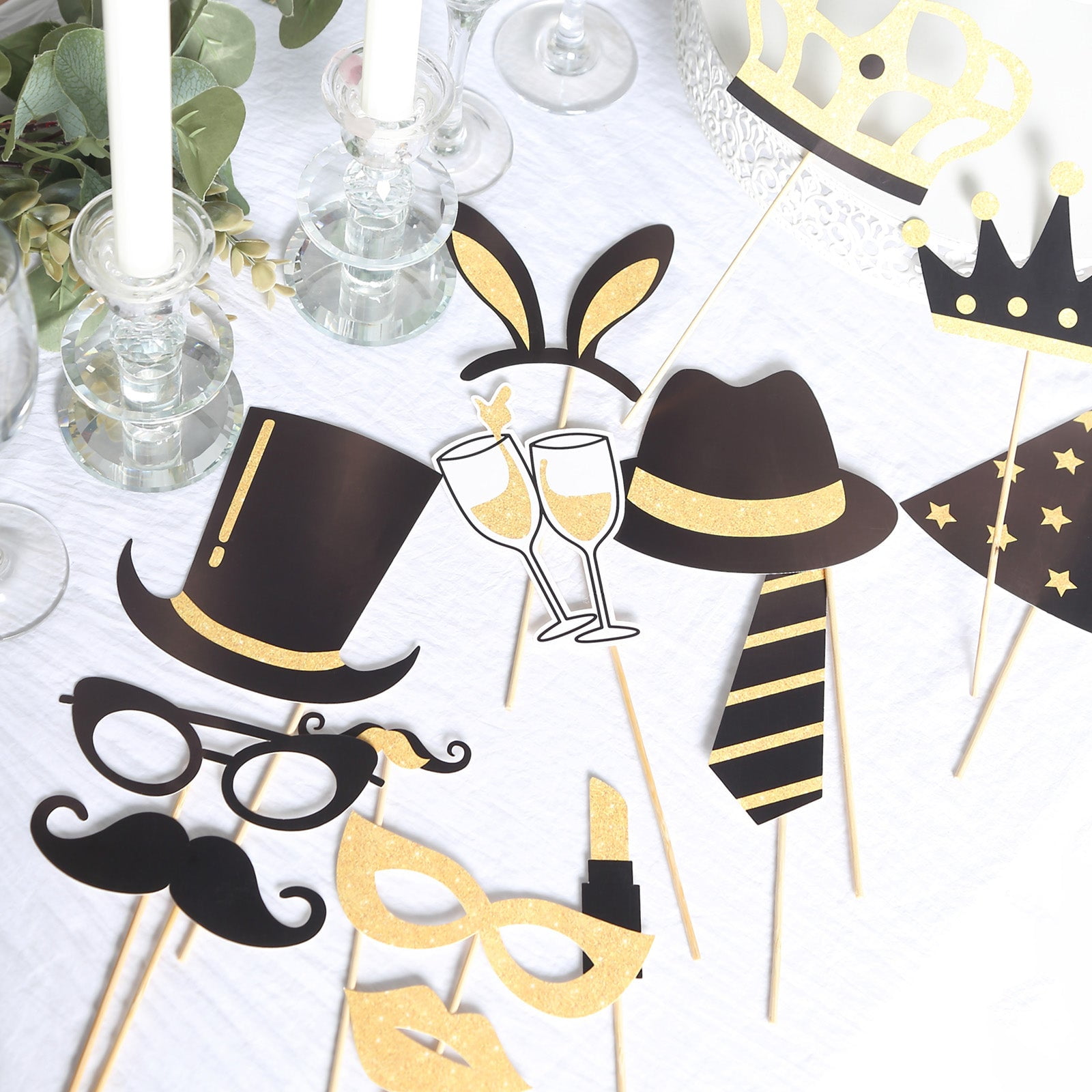 Efavormart 24 Pack | Vintage Black / Gold Glitter Fun Party Photo Booth ...