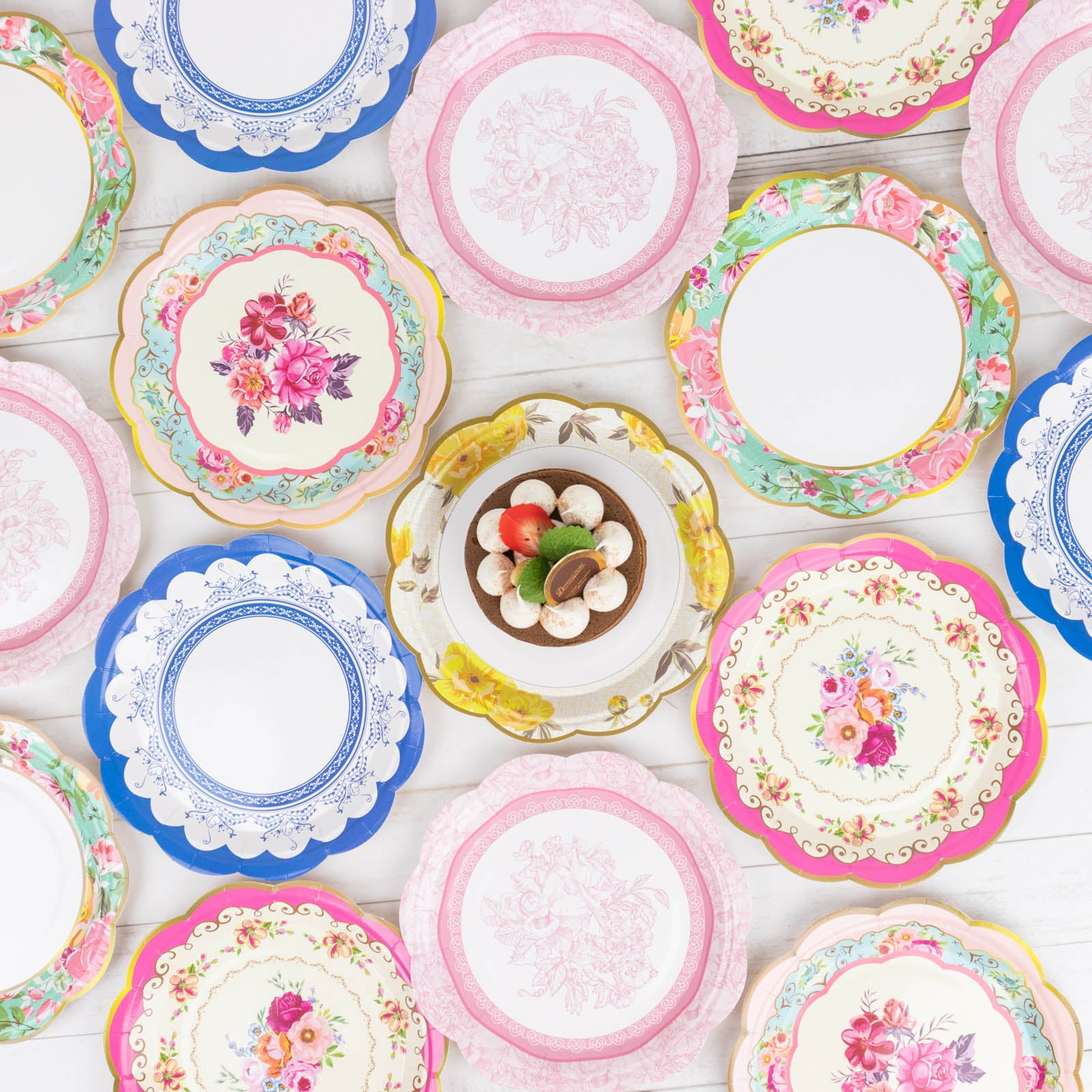 Efavormart 24 Pack Vintage Mixed Floral Paper Dinner Plates With ...