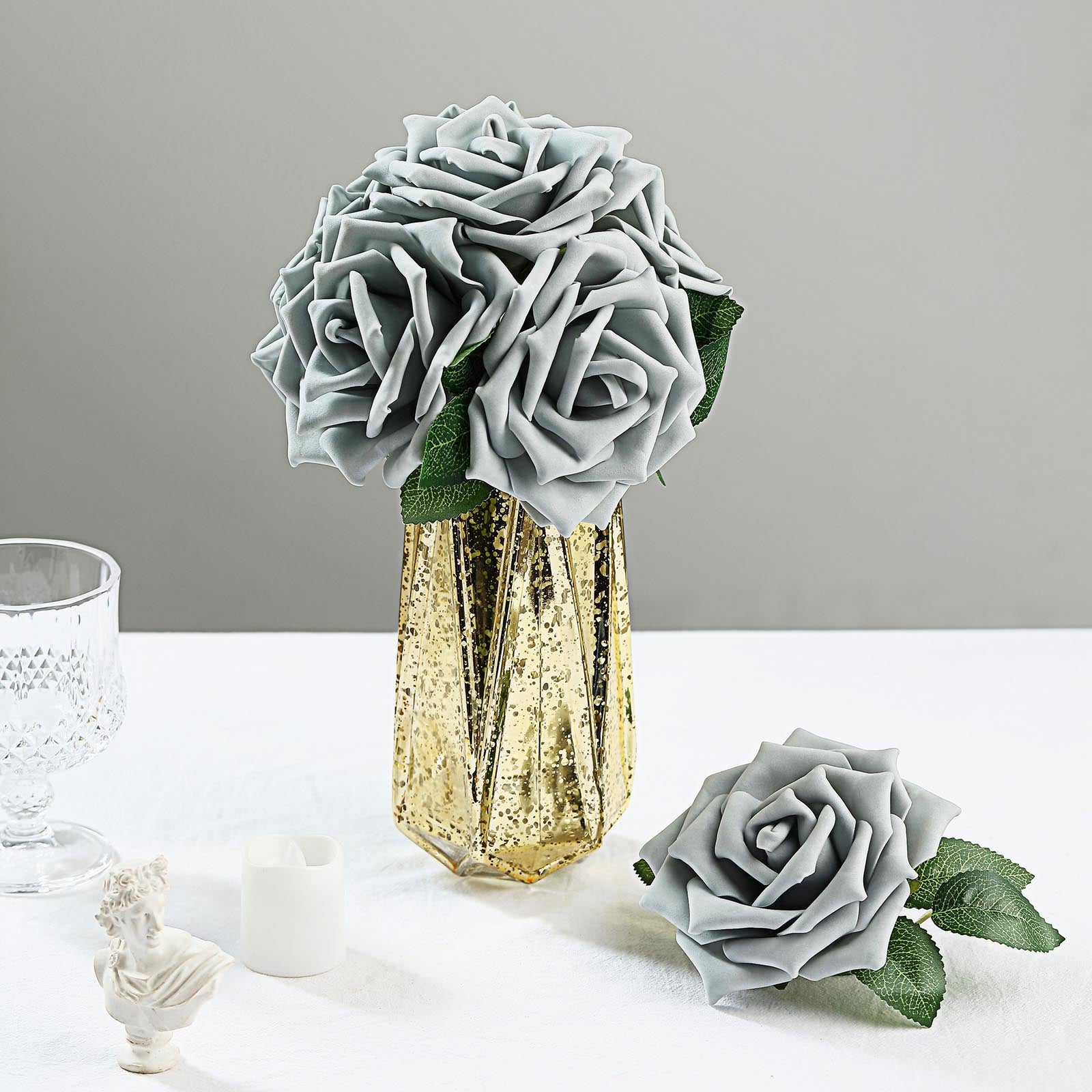 Efavormart 24 Roses | 5" Artificial Foam Rose With Stem And Leaves for ...