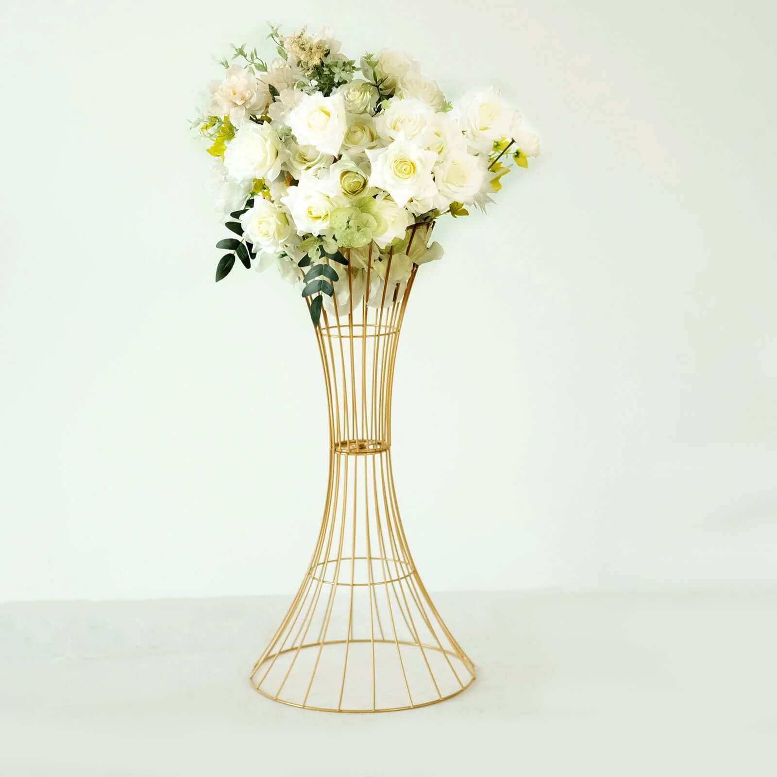 Efavormart 24" Tall Gold Metal Wire Trumpet Shaped Flower Centerpiece ...