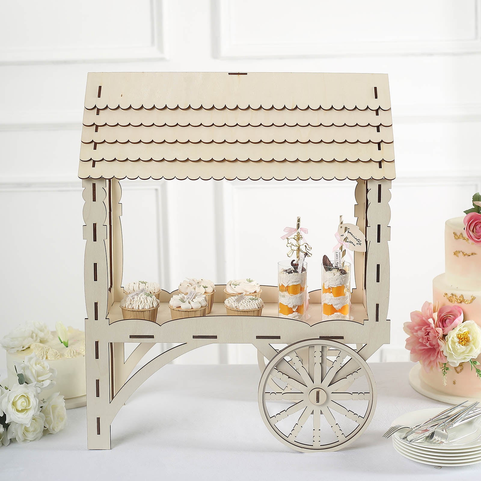 Efavormart 25" Mini Wooden Tabletop Dessert Display, Party Food Stand ...