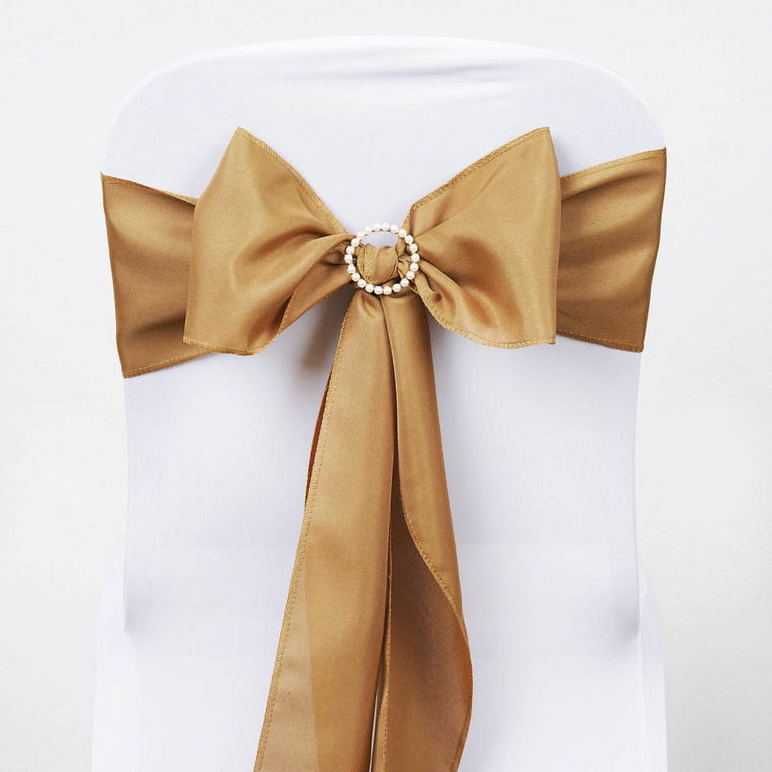 Efavormart 25 PCS GOLD Polyester Chair Sashes Tie Bows for Wedding ...