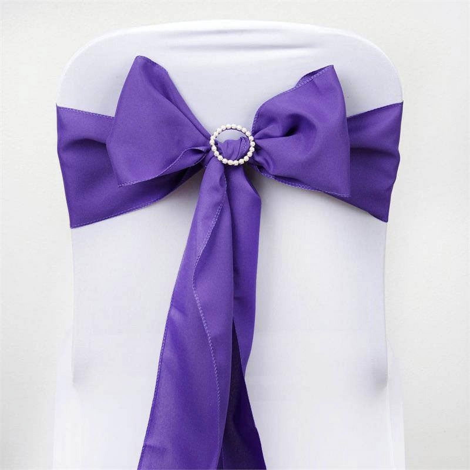 Efavormart 25 PCS PURPLE Polyester Chair Sashes Tie Bows for Wedding ...