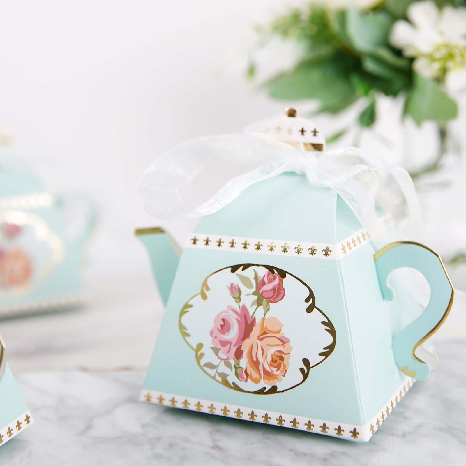 Efavormart 25 Pack | 4" Mini Teapot Favor Boxes Light Turquoise Tea ...