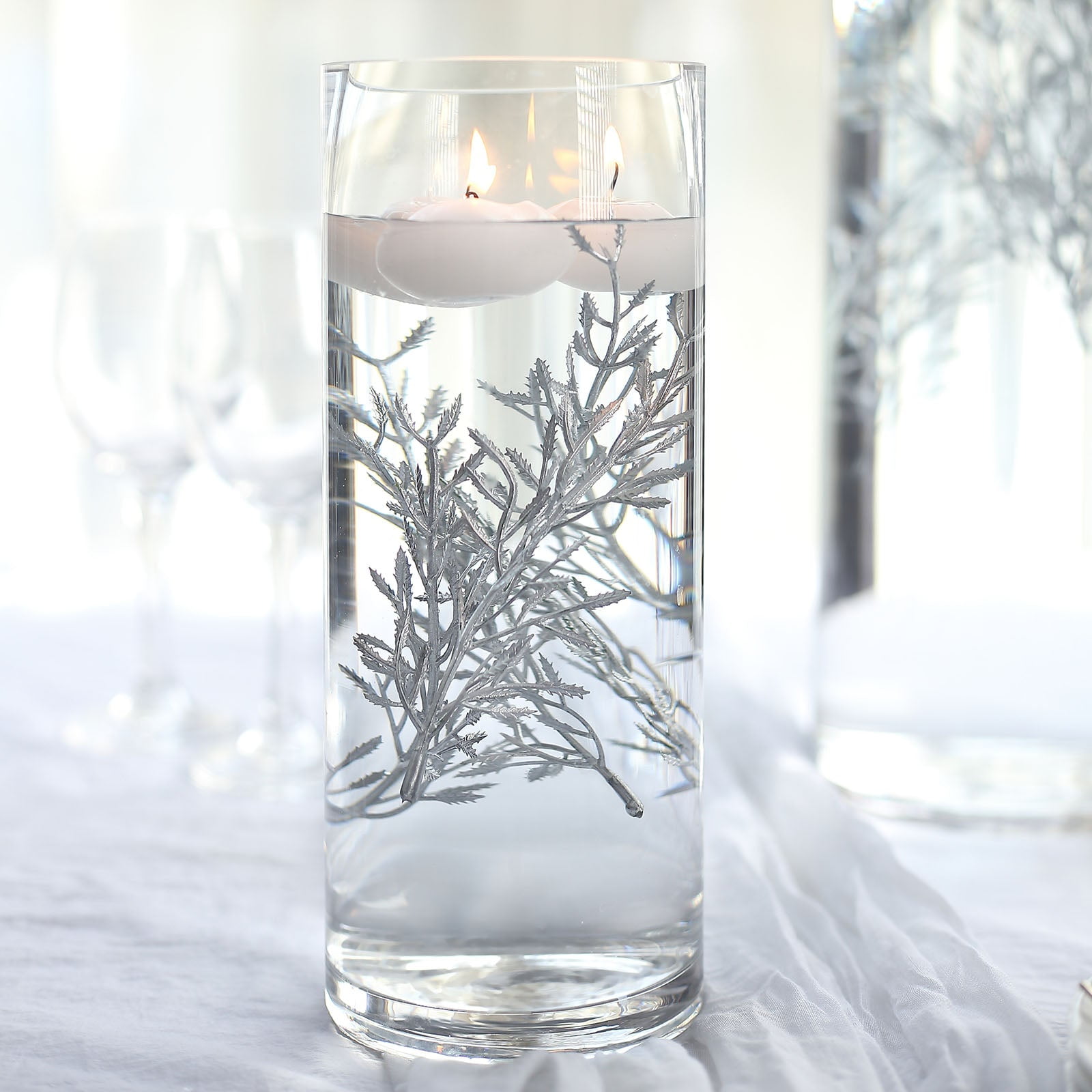 Efavormart 25 Pack | 6" Mini Metallic Silver Artificial Fern Leaf ...