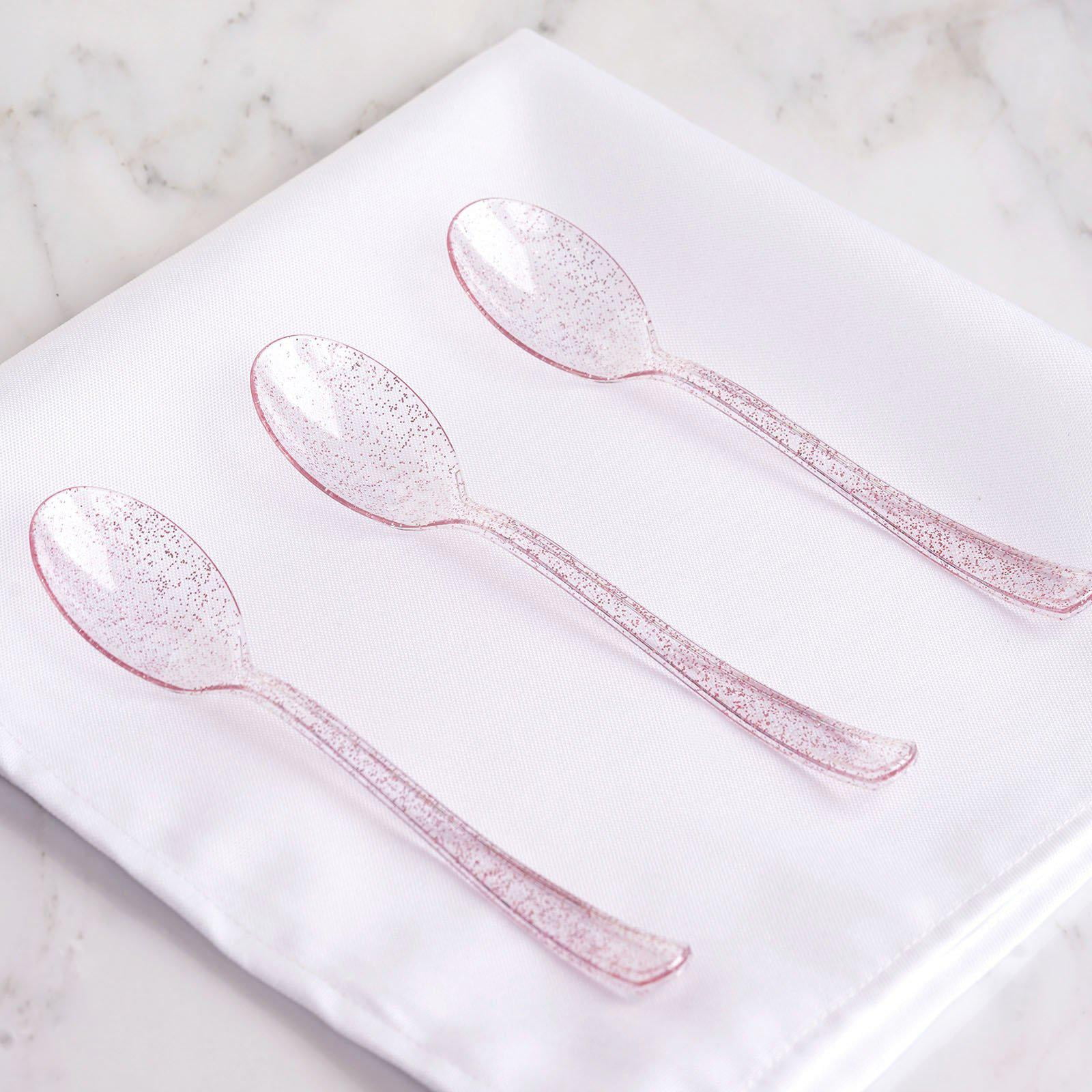 Efavormart 25 Pack - 7" Blush / Rose Gold Glittered Disposable Plastic ...