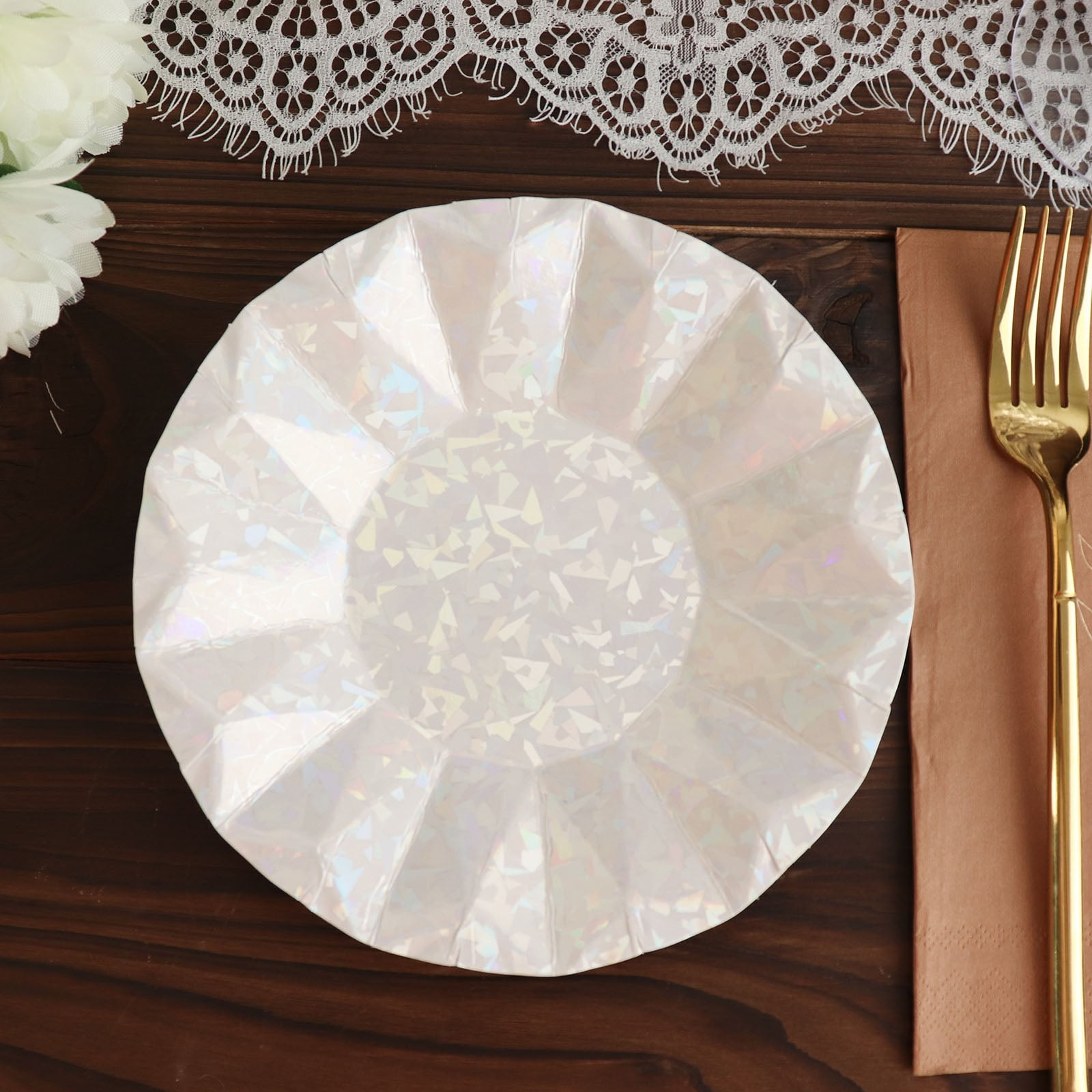 Efavormart 25 Pack | 7" Geometric Iridescent Dessert Appetizer Paper ...