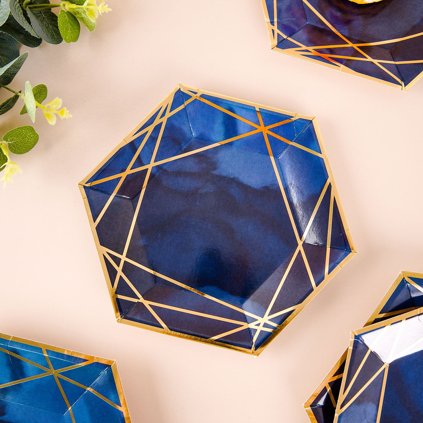 Efavormart 25 Pack | 7" Navy/Gold Hexagon Dessert Paper Plates ...