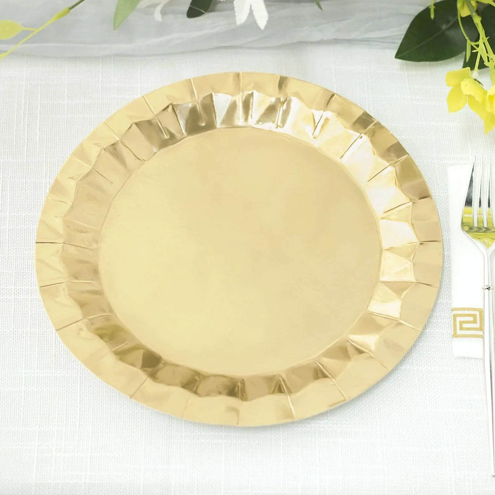 Efavormart 25 Pack | 9" Geometric Metallic Gold Foil Dinner Paper ...
