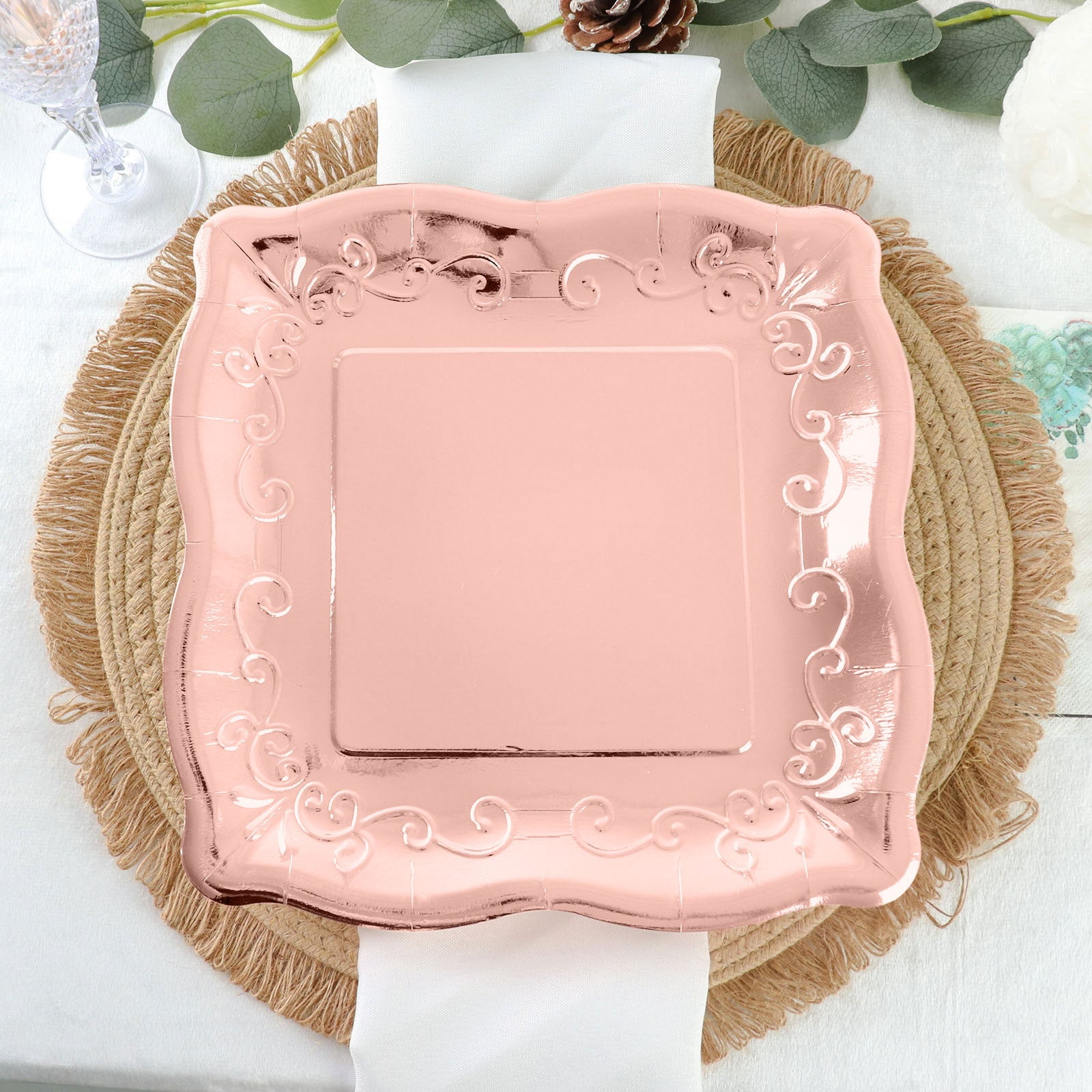 Efavormart 25 Pack | Blush/Rose Gold 11" Square Vintage Dinner Serving ...