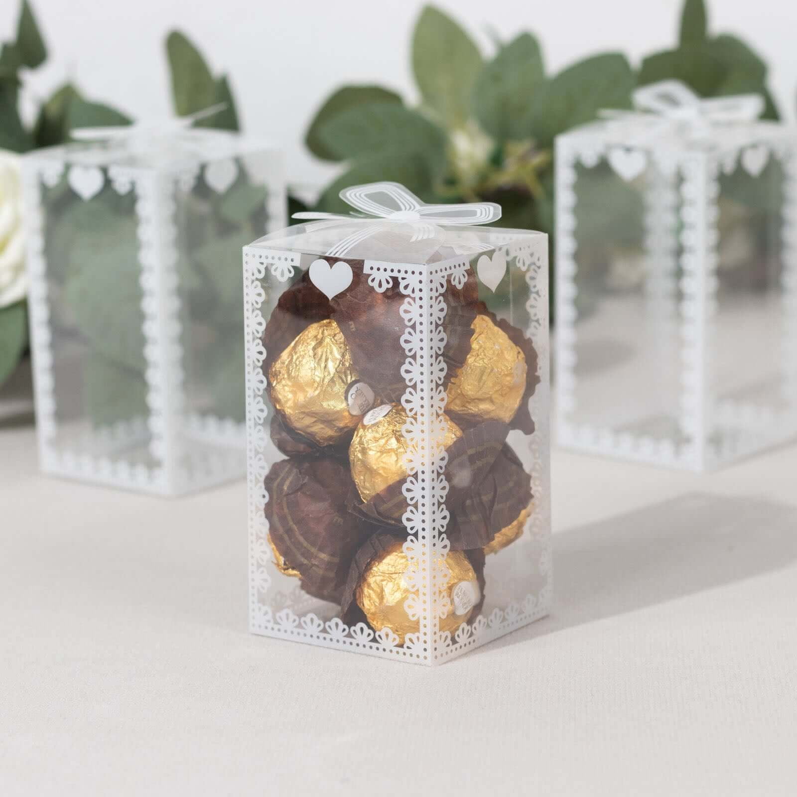 Efavormart 25 Pack Clear Rectangle Party Favor Boxes With Bowknot and ...