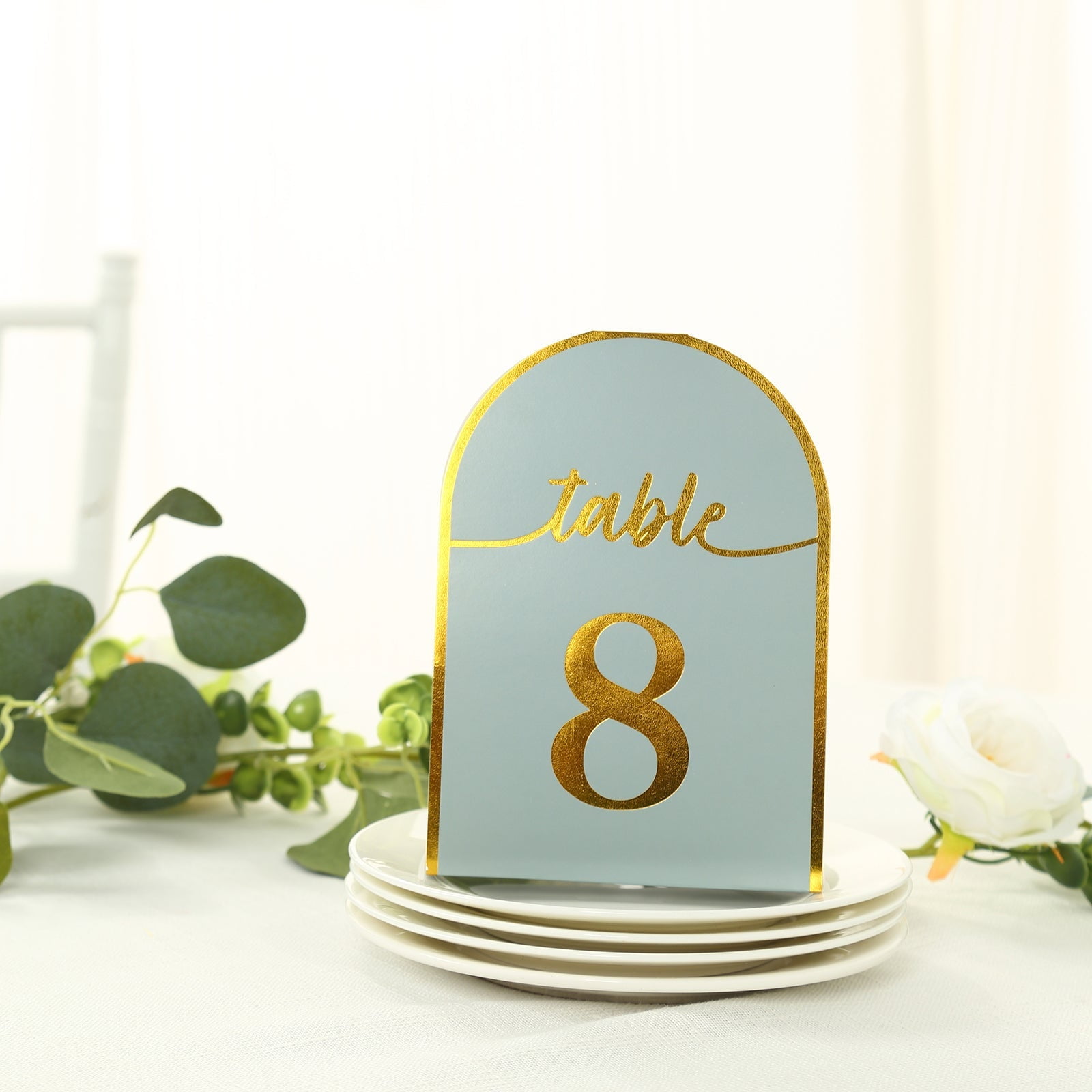 Efavormart 25 Pack Dusty Blue Arch Wedding Table Numbers with Metallic ...
