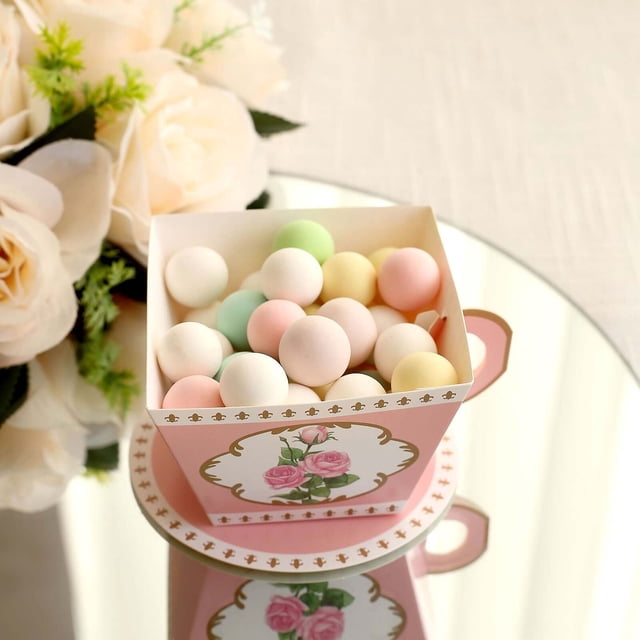 Efavormart 25 Pack Dusty Rose Mini Teacup and Saucer Gift Boxes with ...