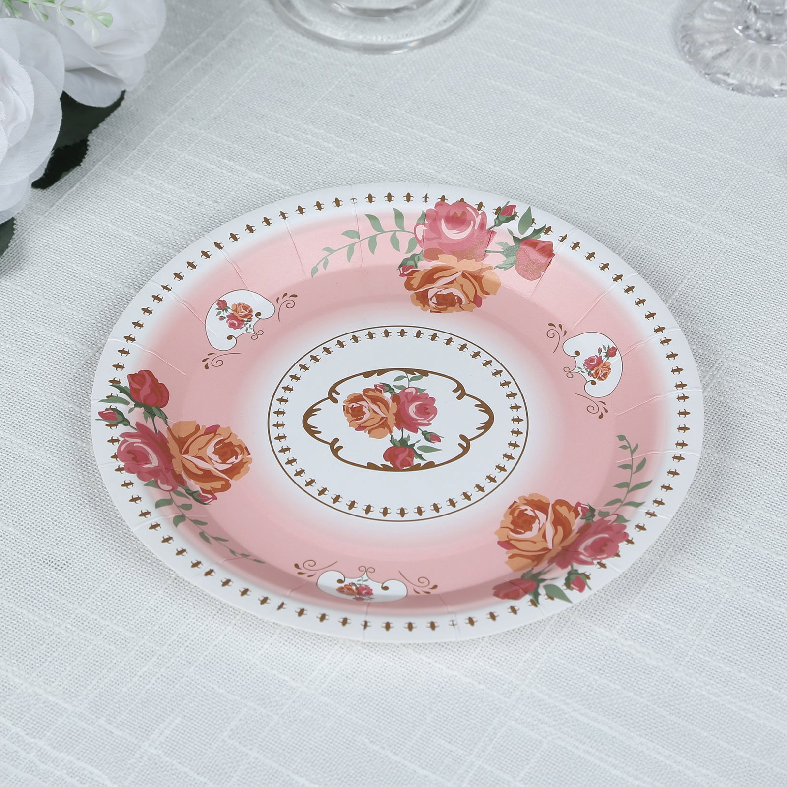 Efavormart 25 Pack Light Dusty Rose Round Paper Dessert Plates with ...