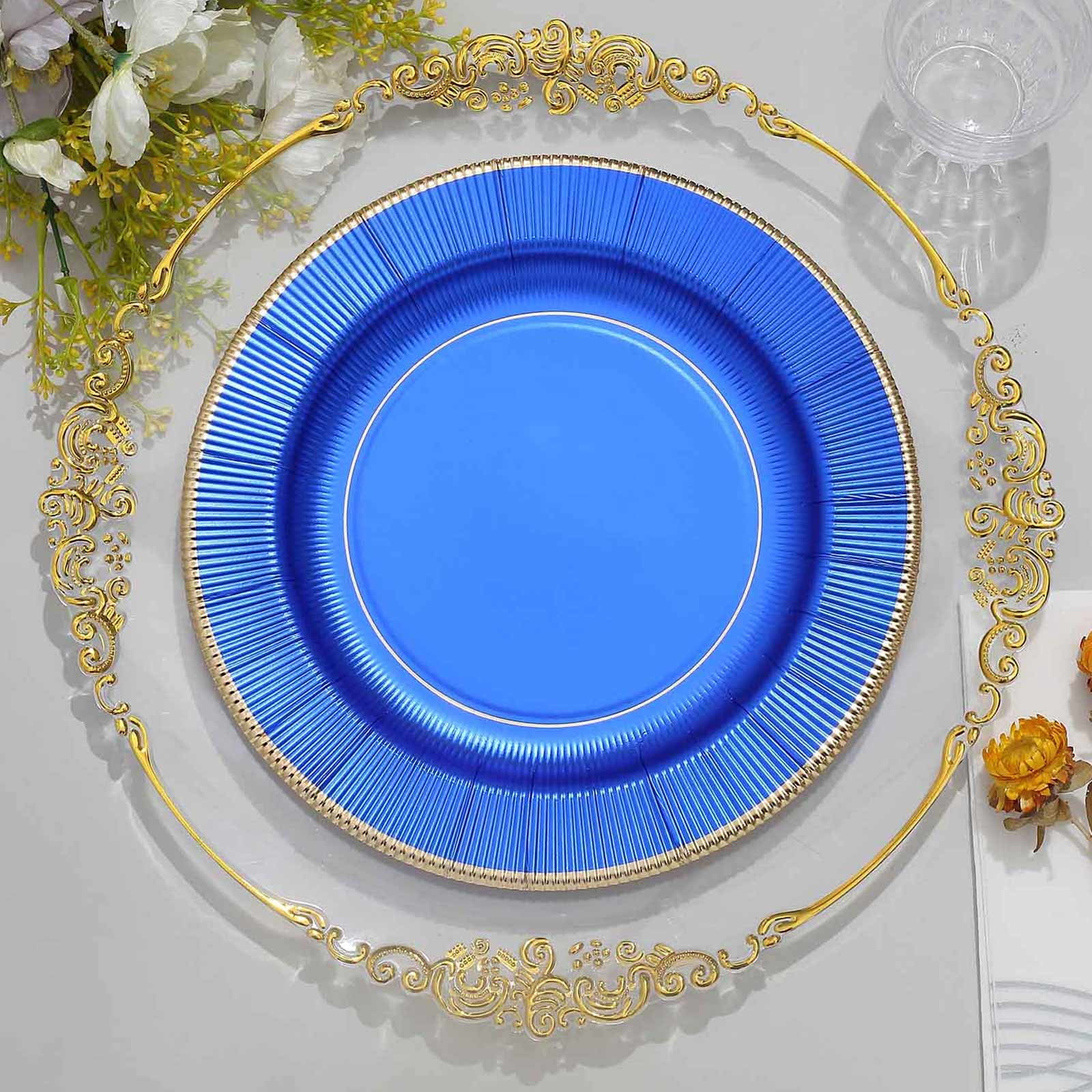 Efavormart 25 Pack | Metallic Royal Blue Sunray 10" Serving Dinner ...