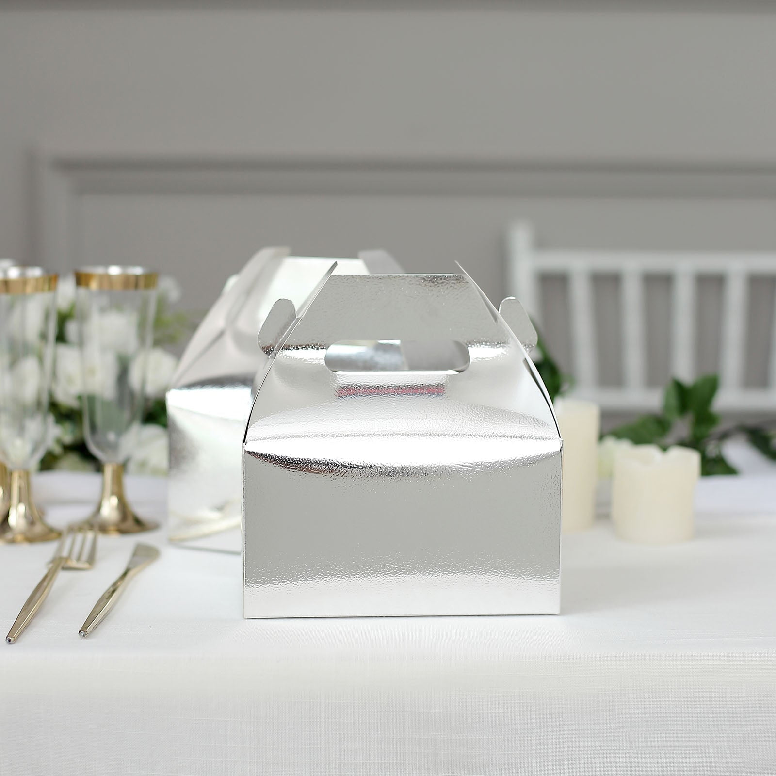 Efavormart 25 Pack | Metallic Silver Striped Party Favor Gift Tote ...