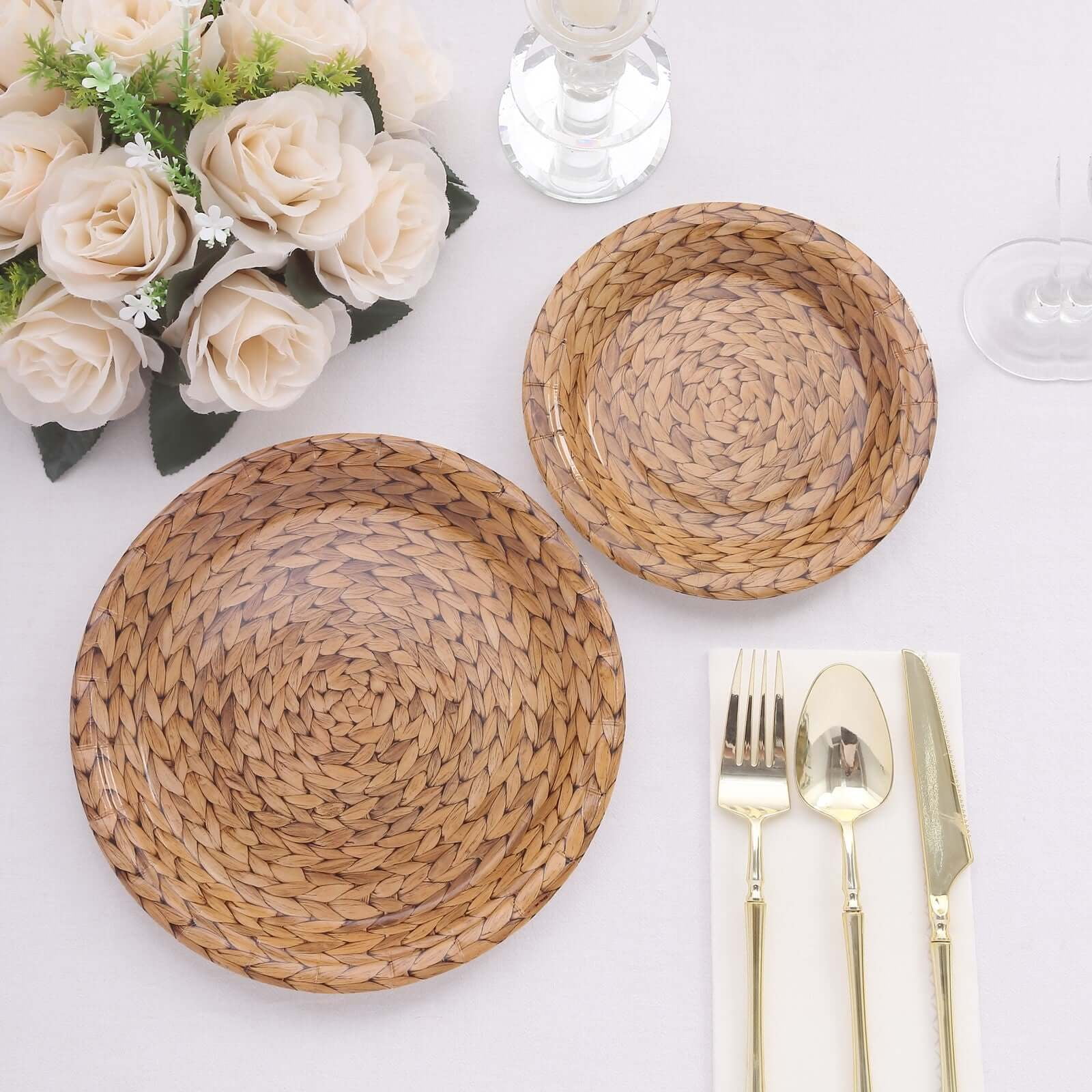 Efavormart 25 Pack Natural Paper Dessert Appetizer Plates With Woven ...