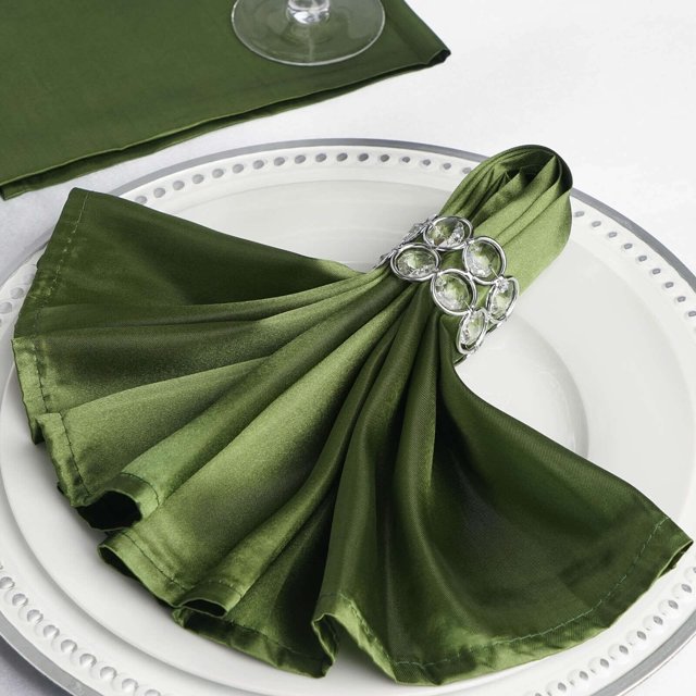 Efavormart 25 Pack | Olive Green Seamless Satin Cloth Dinner Napkins ...