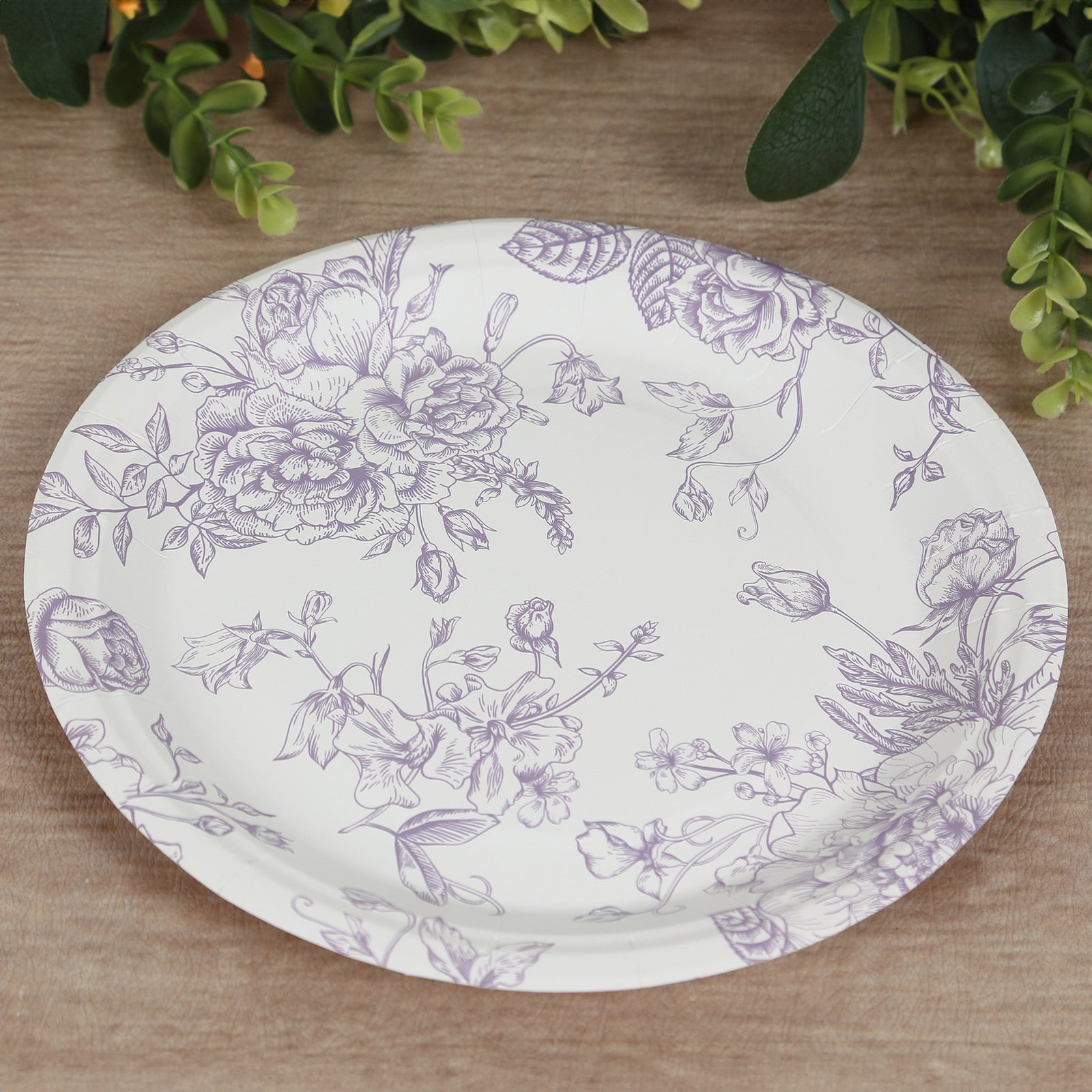 Efavormart 25-Pack Paper Round Dinner Plates 9" White with Lavender ...