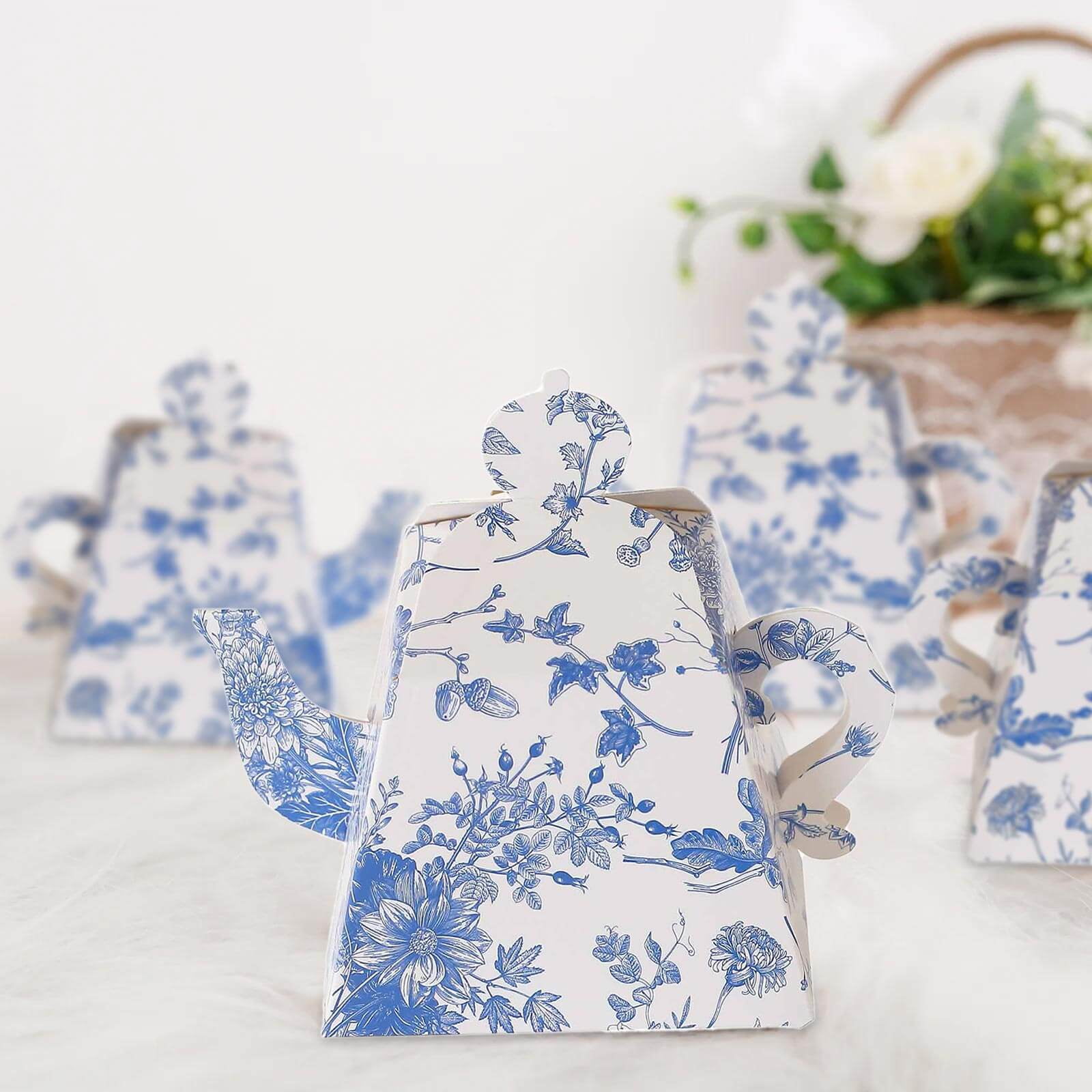 Efavormart 25 Pack White Blue Mini Teapot Gift Boxes with Chinoiserie ...