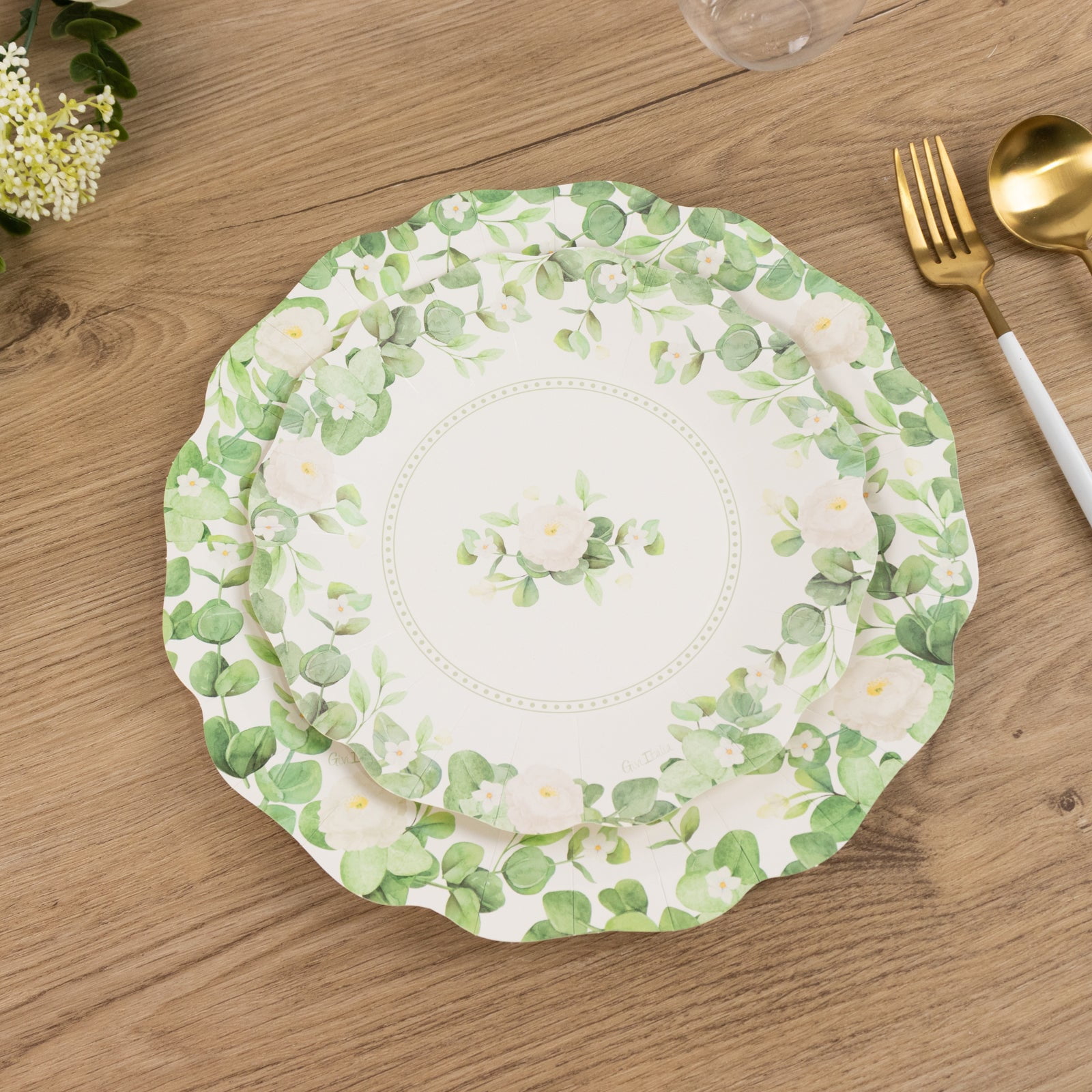 Efavormart 25 Pack White Floral Greenery Dessert Paper Plates with ...