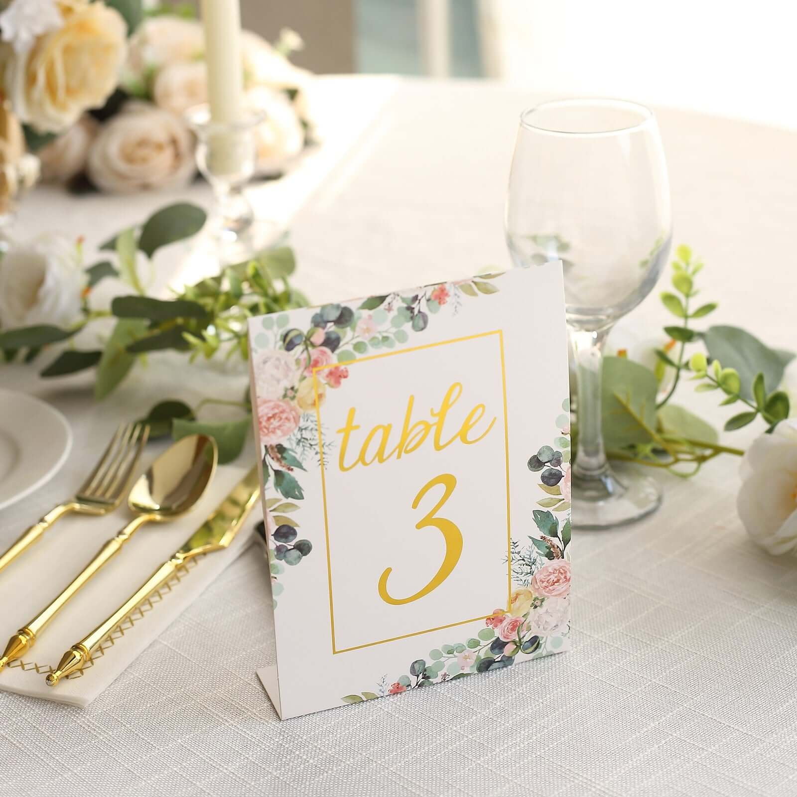 Efavormart 25 Pack White Gold Double Sided Paper Wedding Table Numbers ...