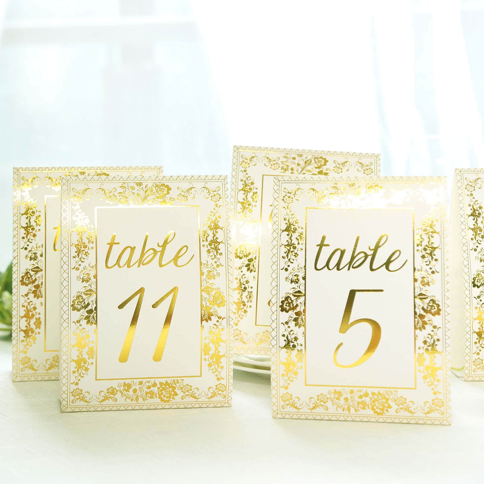 Efavormart 25 Pack White Metallic Gold Wedding Table Numbers With ...