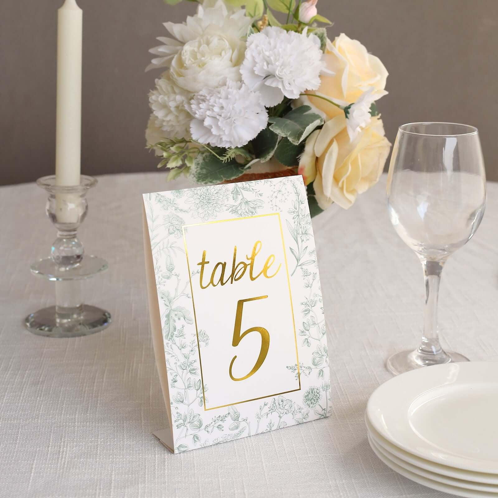 Efavormart 25 Pack White Sage Green Double Sided Paper Wedding Table ...