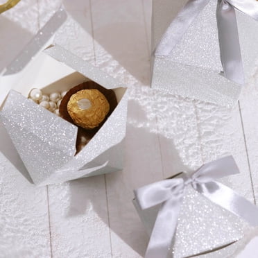 BalsaCircle 25 Candy Silver Gift Boxes Metallic Favor Holders Butterfly ...