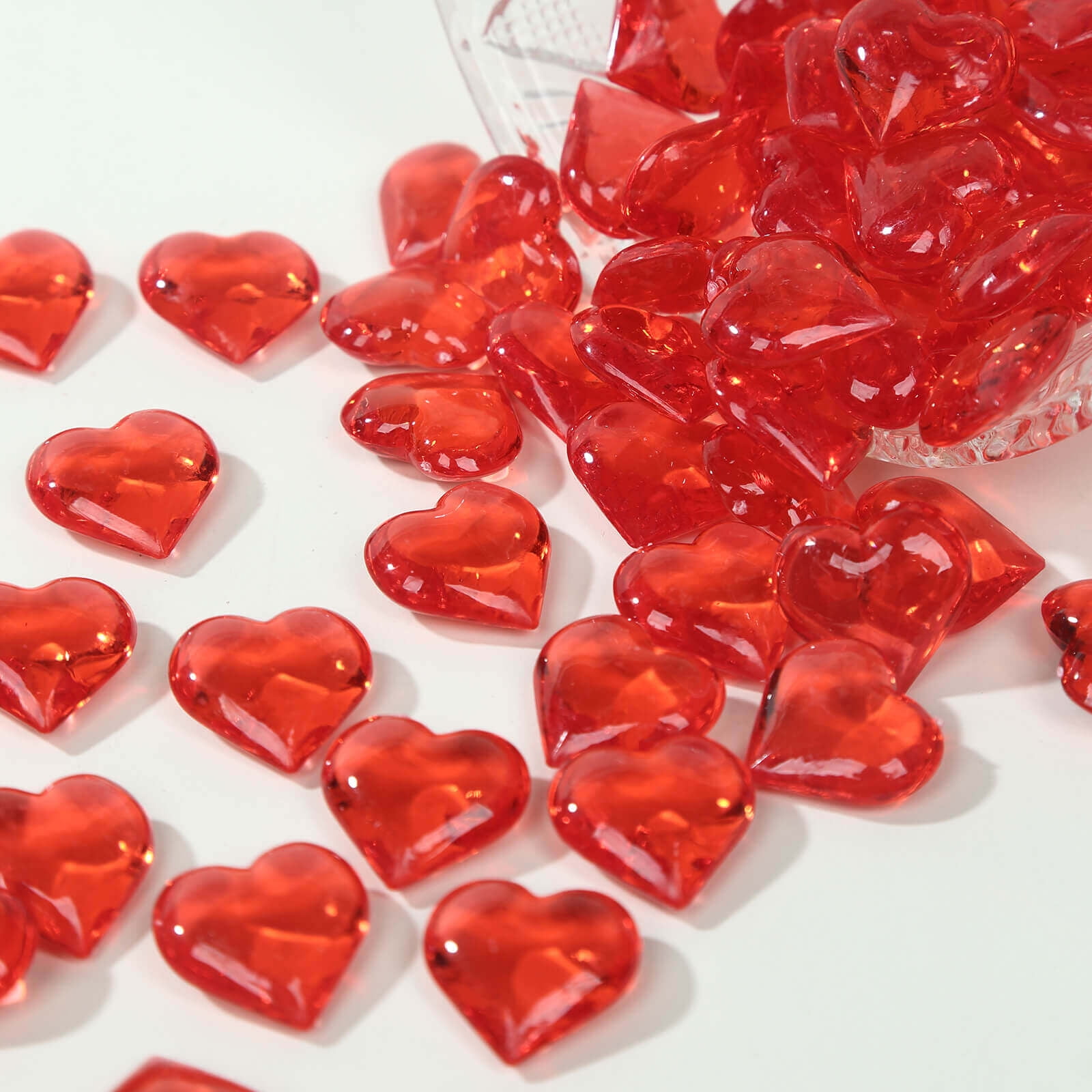 Efavormart 250 Pcs Red Acrylic Heart Diamond Gems Vase Fillers ...